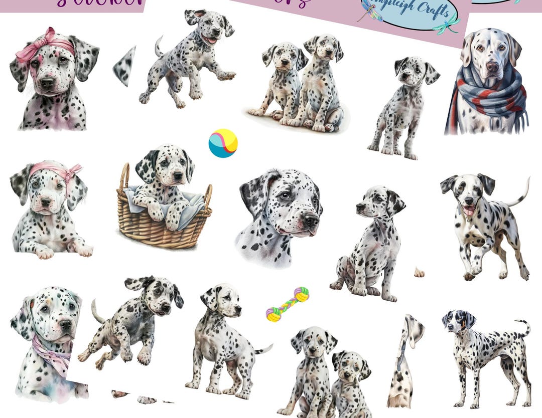 Adorable Dalmation Stickers That Can Be Used for Scrapbooking, Crafting ...