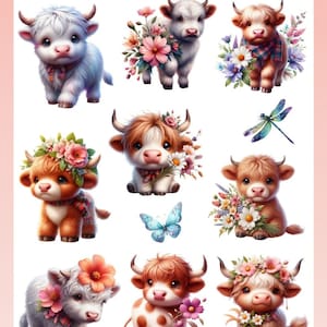 Highland Cow Stickers That Can Be Used for Scrapbooking, Crafting, Junk ...