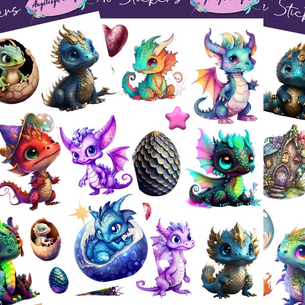 Girls Dragon Stickers - Etsy