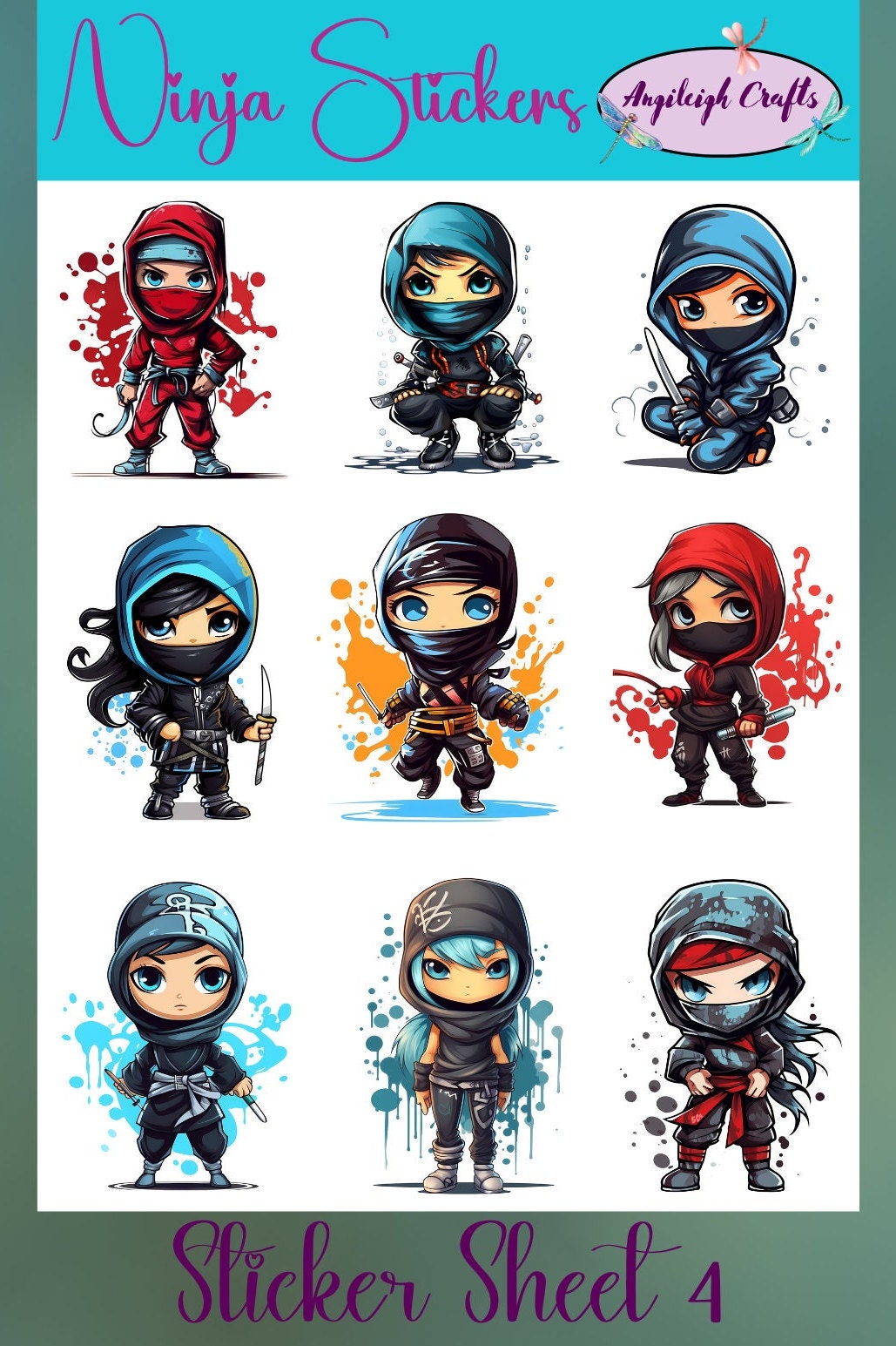 Ninja Martial Arts Stickers That Can Be Used for Scrapbooking, Crafting ...