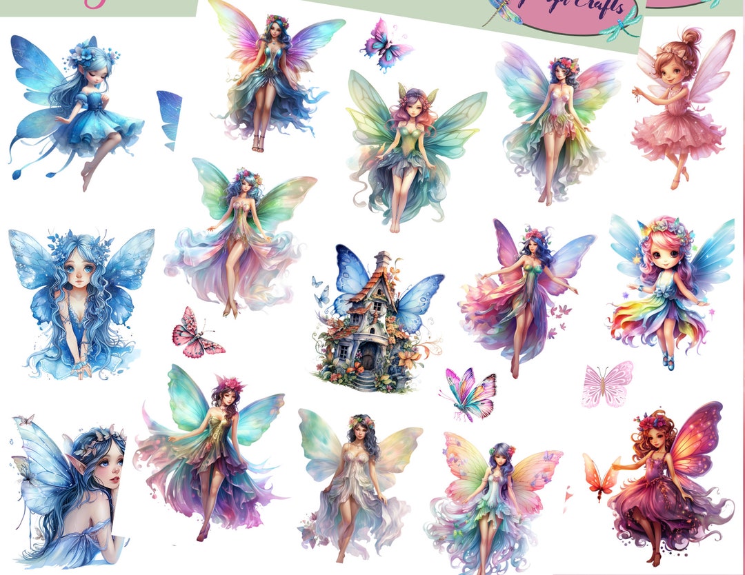 Colorful and Unique Fairy Stickers That Can Be Used for Scrapbooking ...