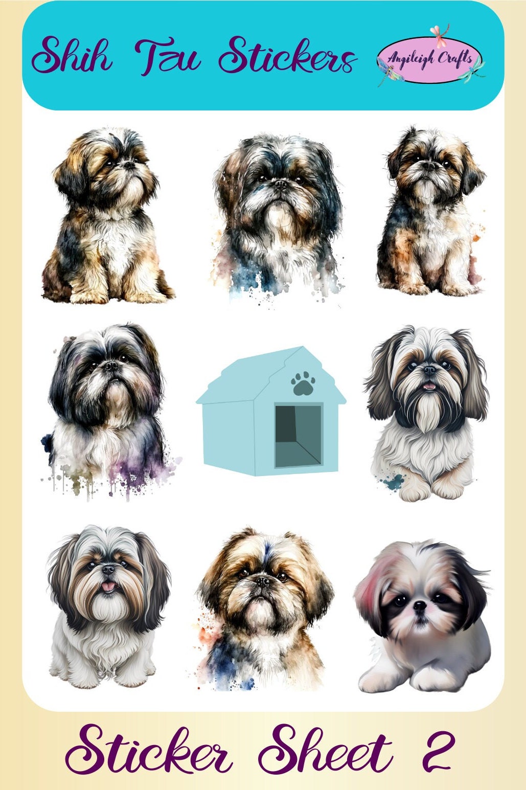 Adorable Shih Tzu Stickers That Can Be Used for Scrapbooking, Crafting ...