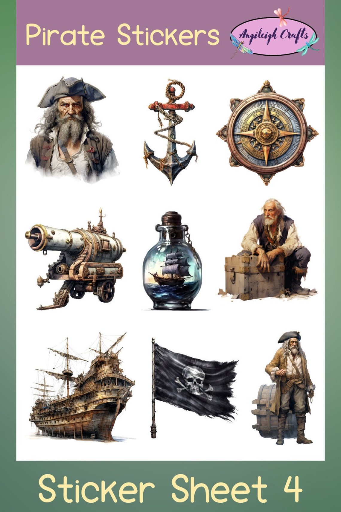 Pirate Stickers That Can Be Used for Scrapbooking, Crafting, Junk ...