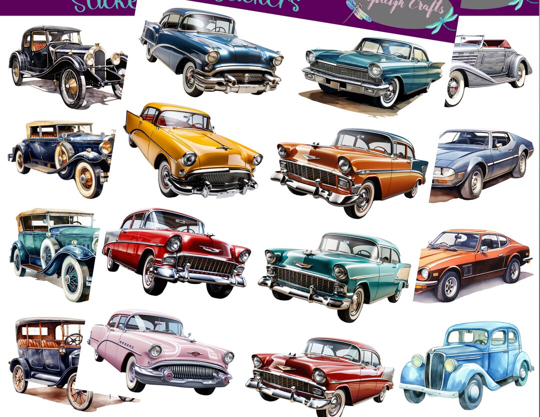 Vintage Car Stickers That Can Be Used for Scrapbooking, Crafting, Junk ...
