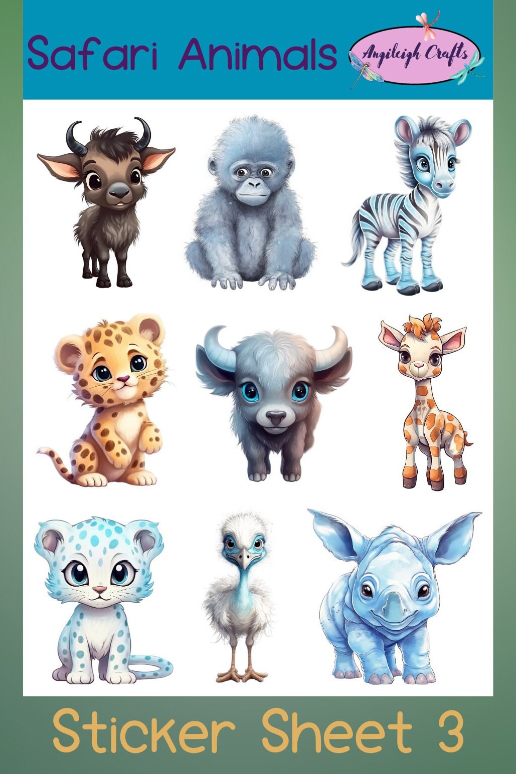 Safari Animal Stickers That Can Be Used for Scrapbooking, Crafting ...