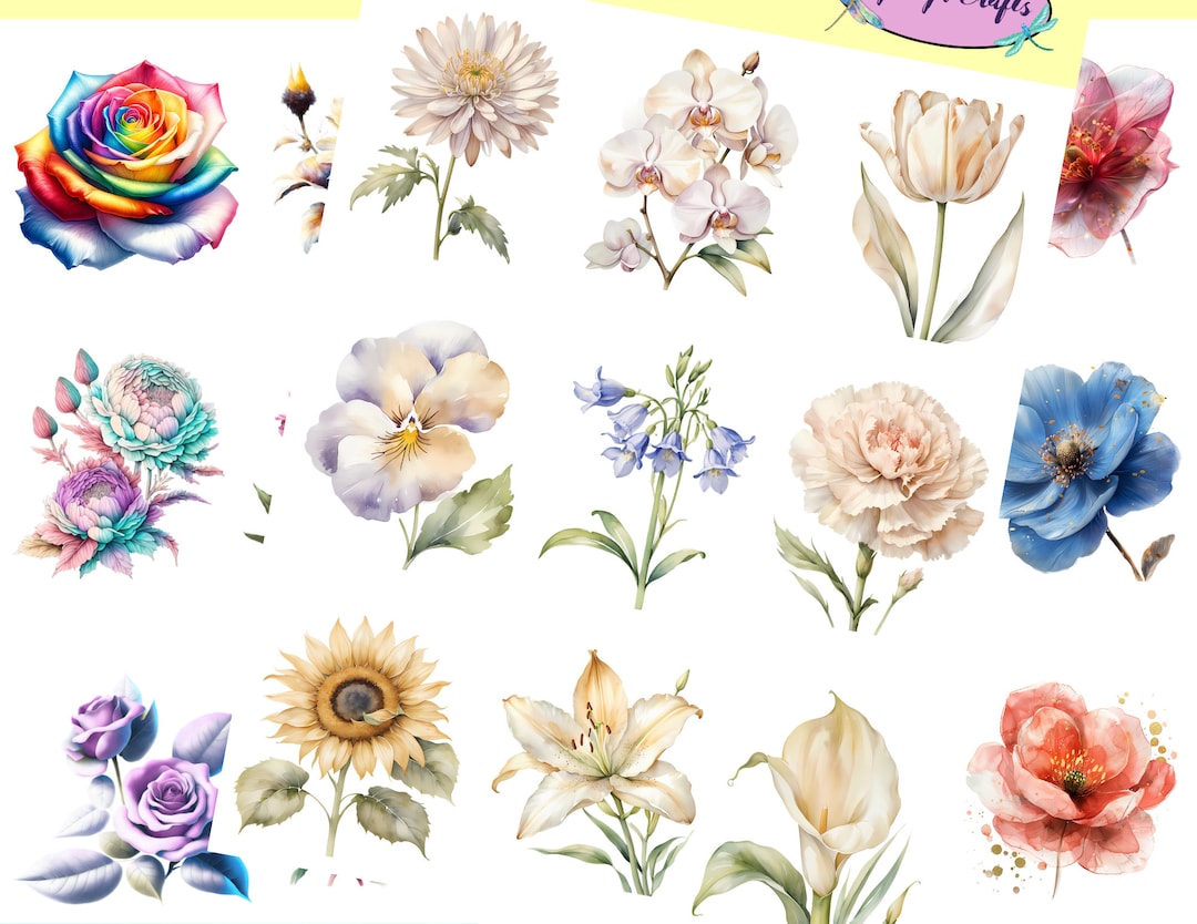 Beautiful Flower Stickers That Can Be Used for Scrapbooking, Crafting ...