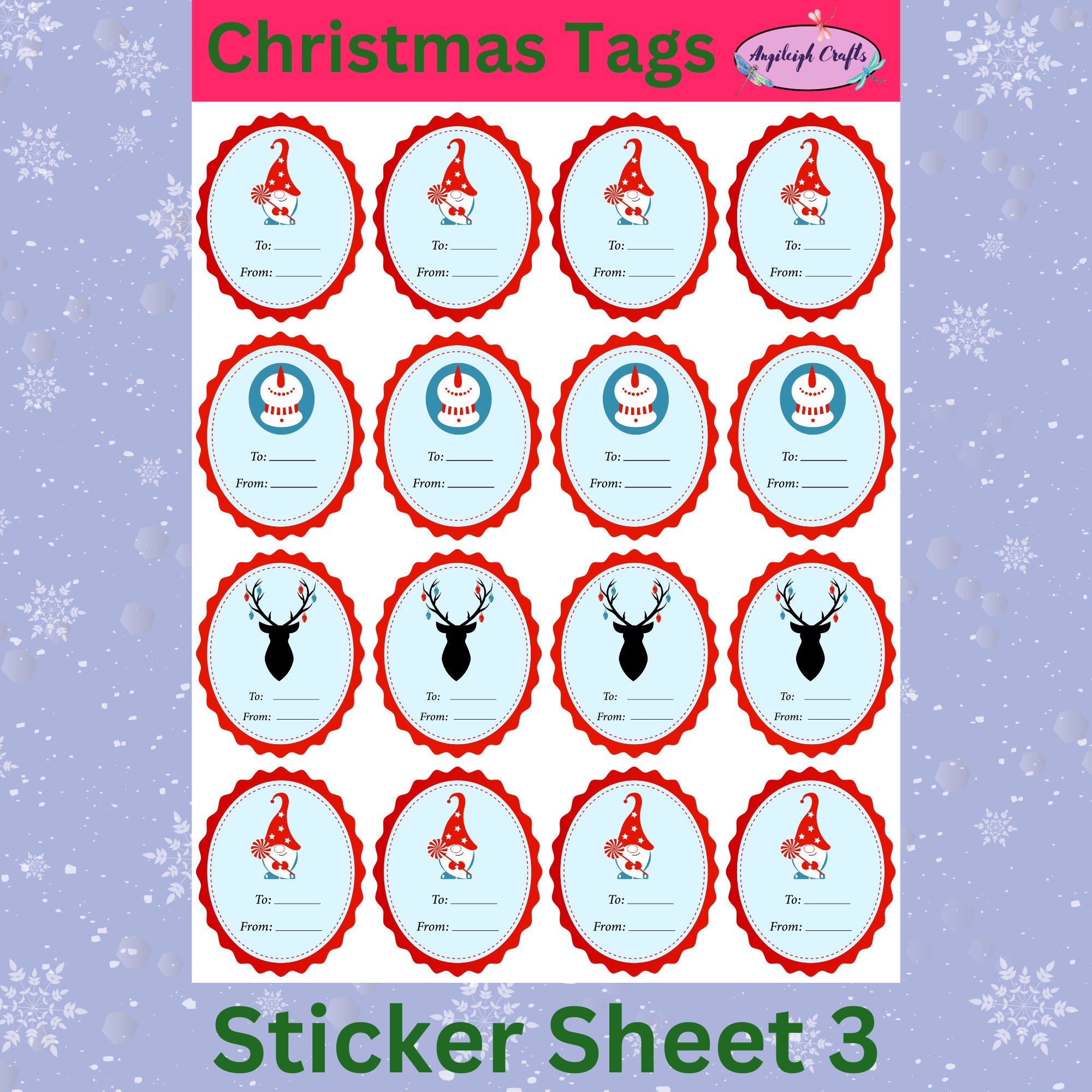 Christmas Gift Tag Stickers, to and From Stickers, Holiday Gift Tag ...