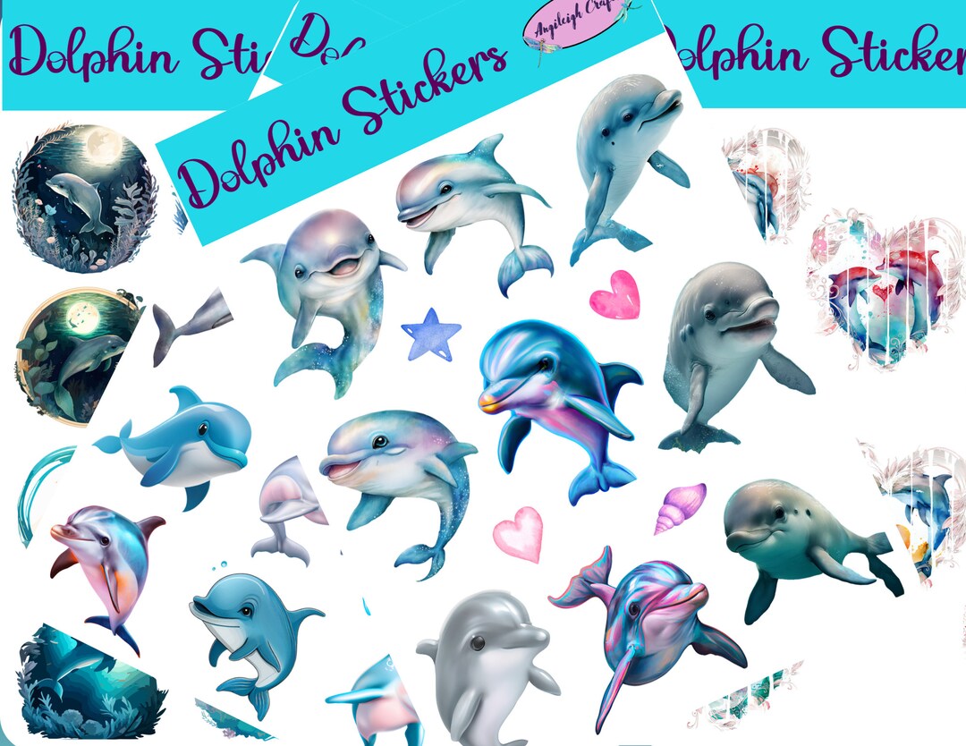 Adorable Dolphin Stickers That Can Be Used for Scrapbooking, Crafting ...
