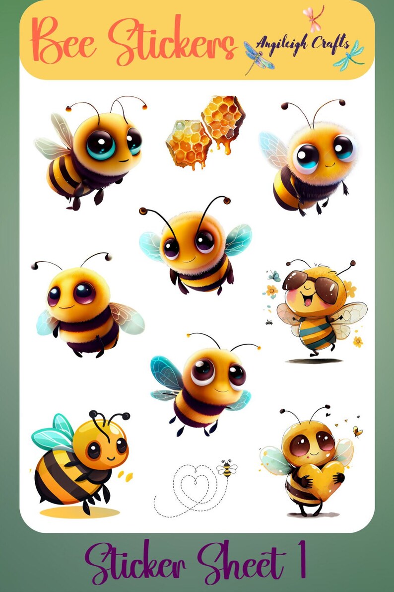 Adorable Bee Stickers That Can Be Used for Scrapbooking, Crafting, Junk ...