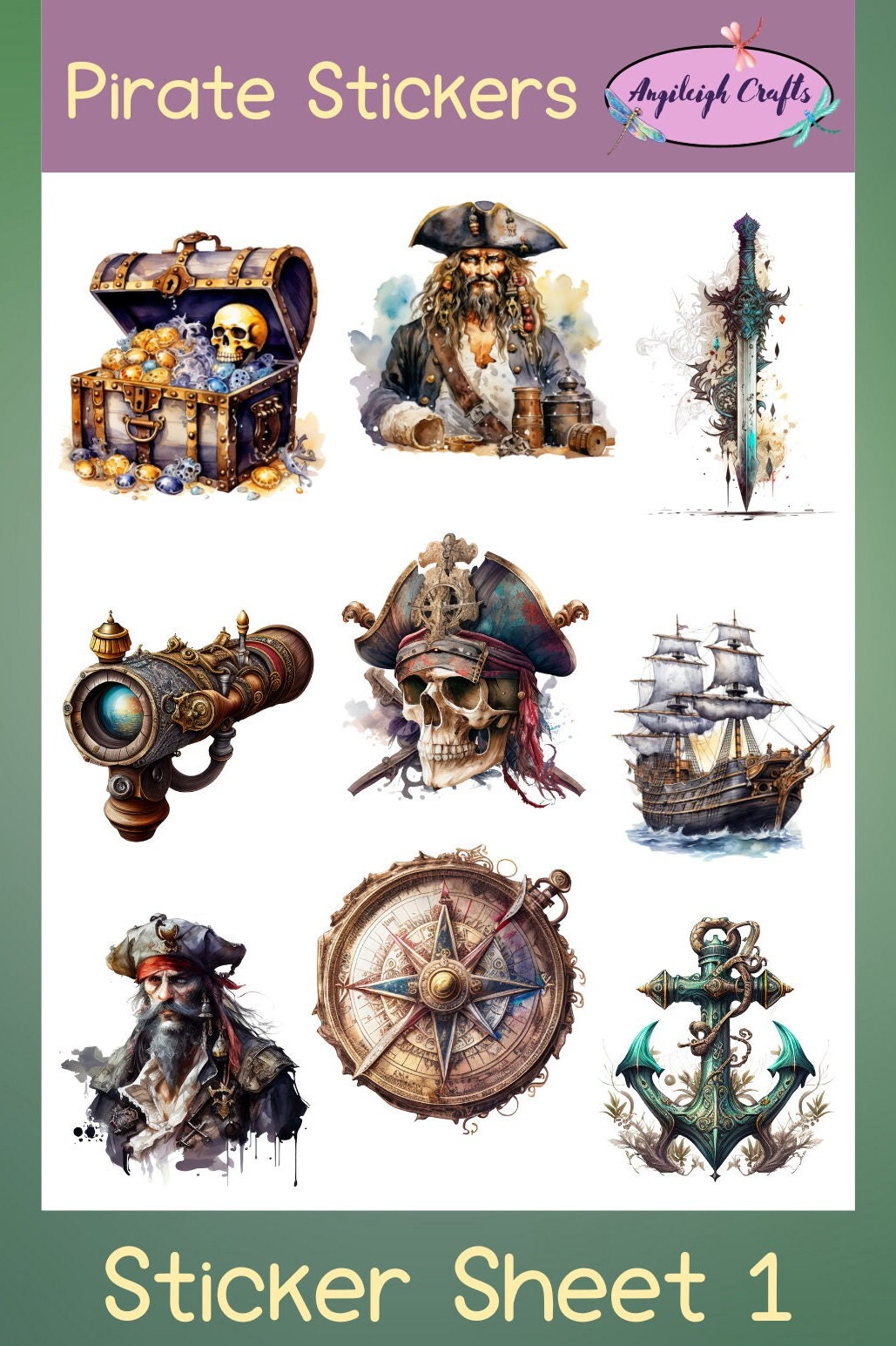 Pirate Stickers That Can Be Used for Scrapbooking, Crafting, Junk ...