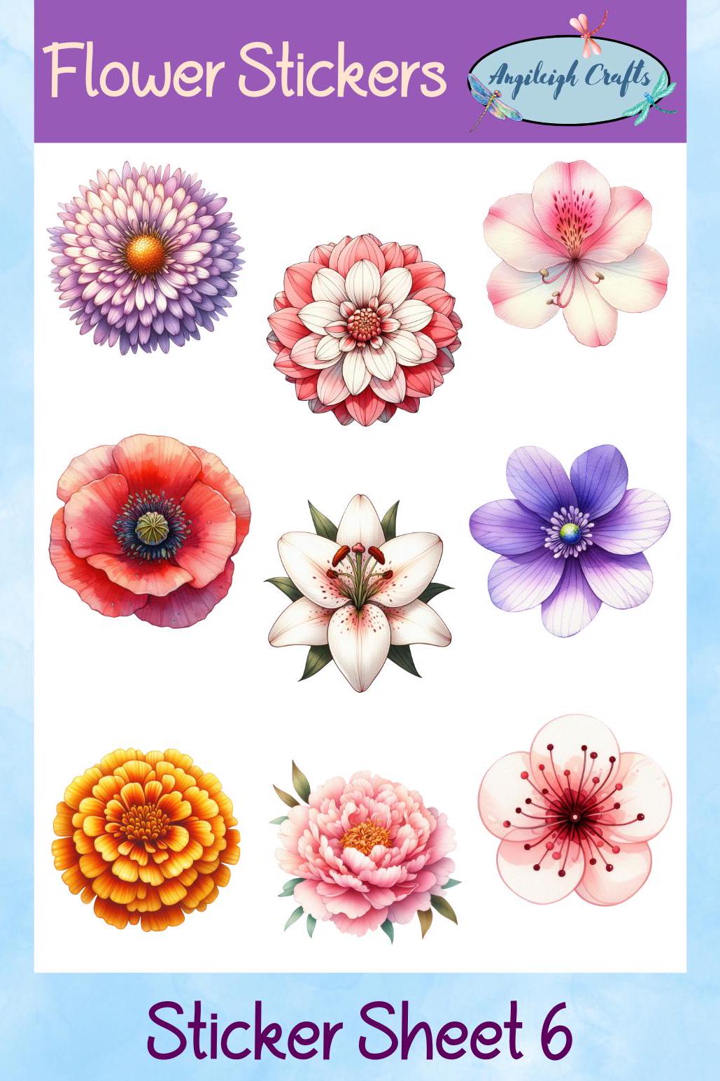 Beautiful Flower Stickers That Can Be Used for Scrapbooking, Crafting ...