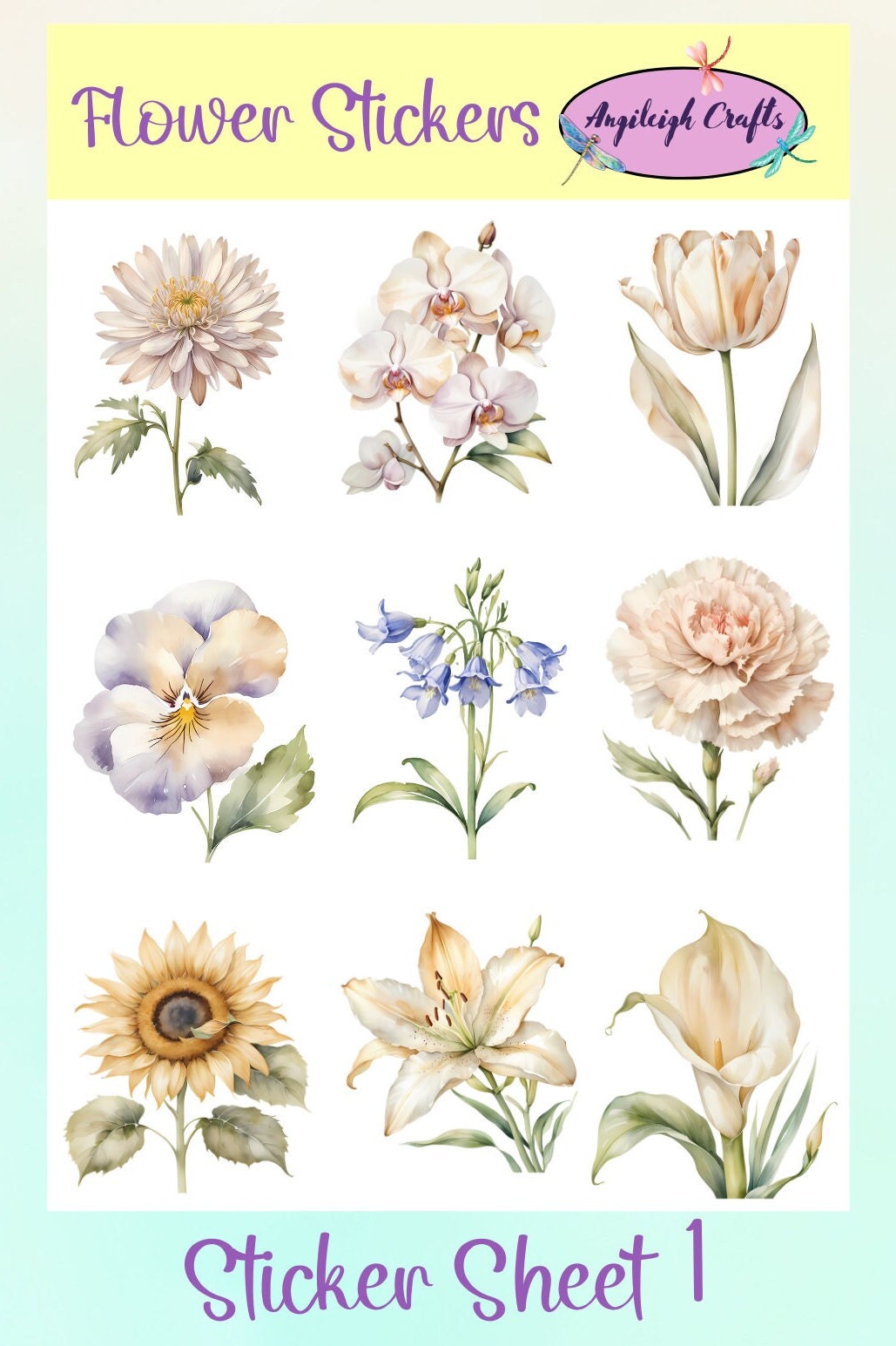 Beautiful Flower Stickers That Can Be Used for Scrapbooking, Crafting ...