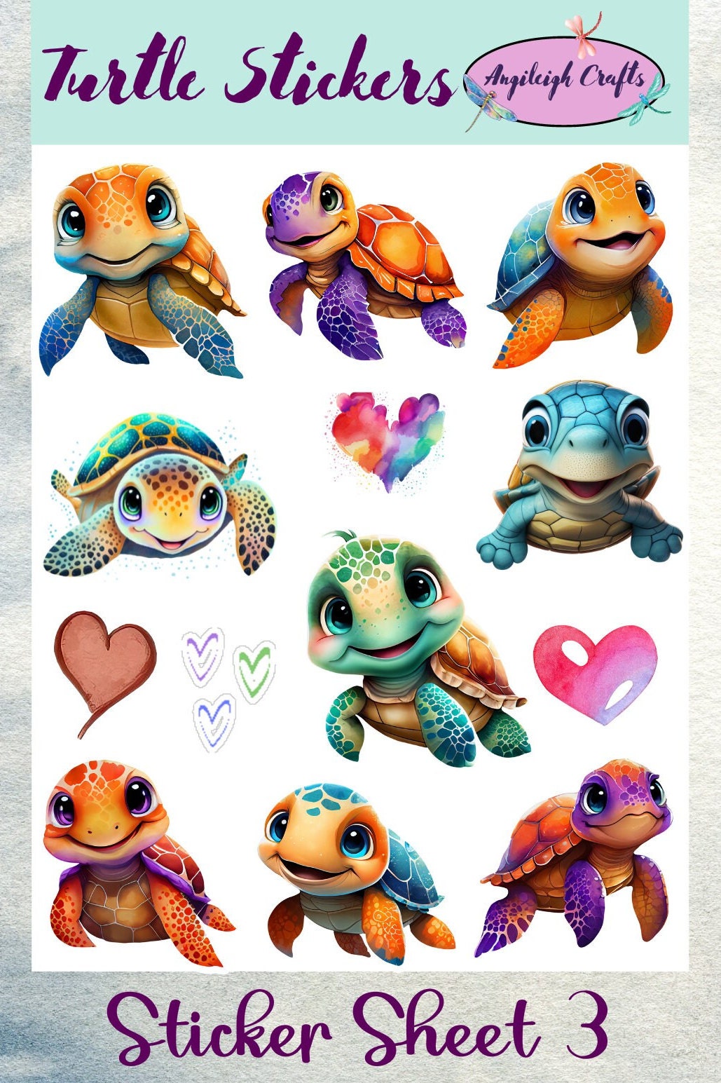 Turtle Stickers That Can Be Used for Scrapbooking, Crafting, Junk ...