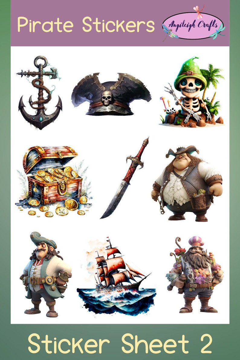 Pirate Stickers That Can Be Used for Scrapbooking, Crafting, Junk ...