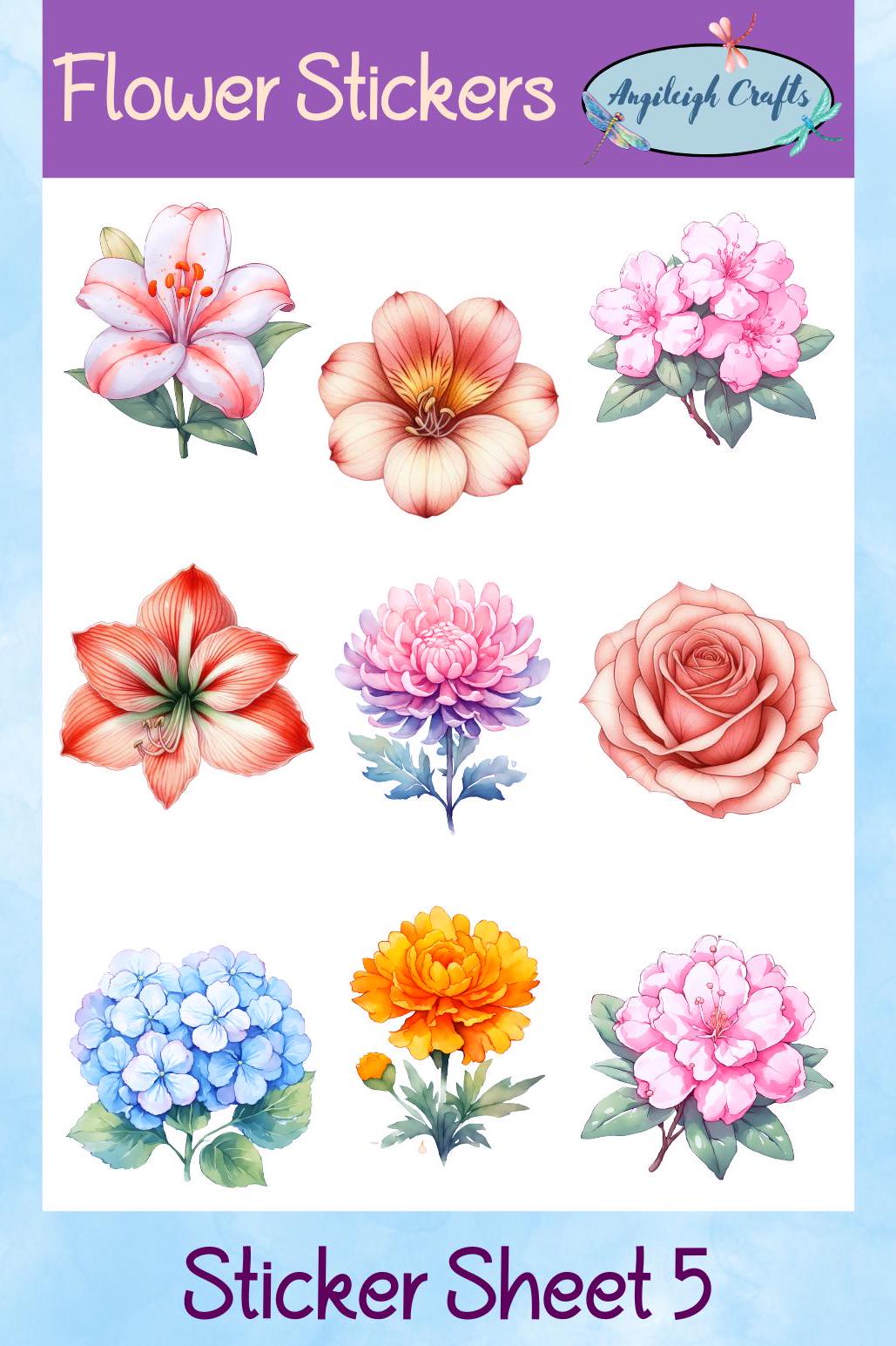Beautiful Flower Stickers That Can Be Used for Scrapbooking, Crafting ...