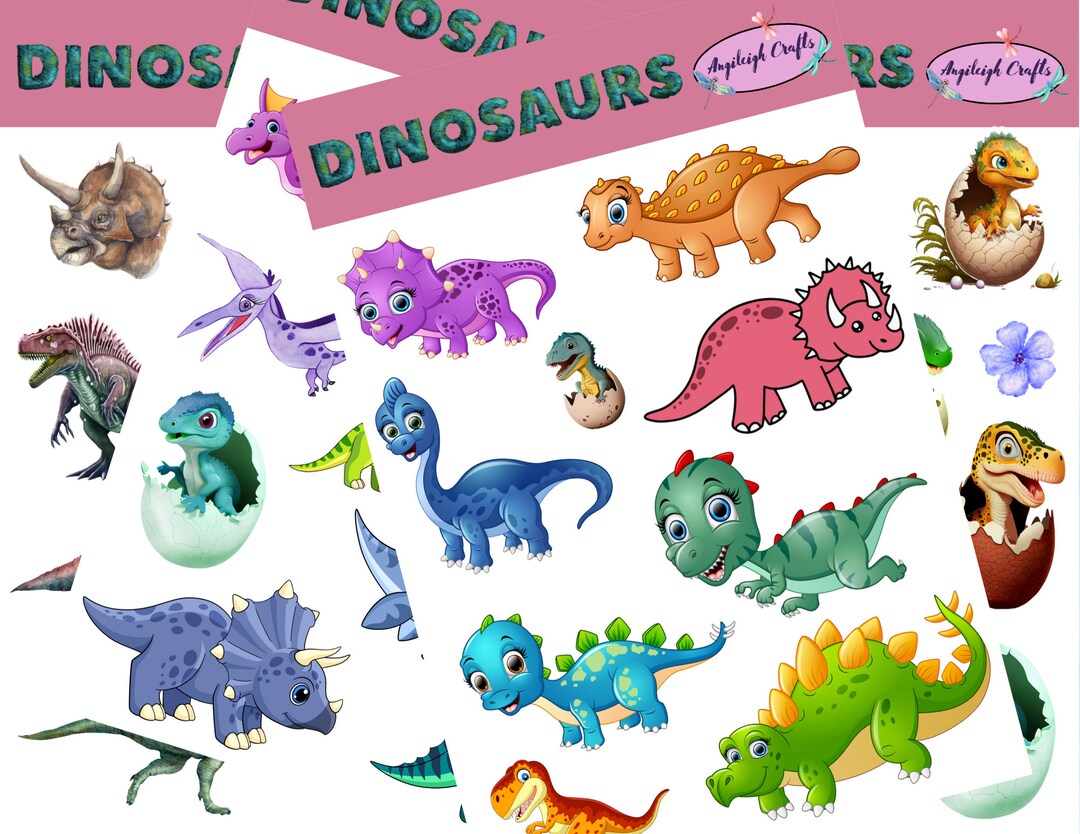 Adorable Dinosaur Stickers That Can Be Used for Scrapbooking, Crafting ...