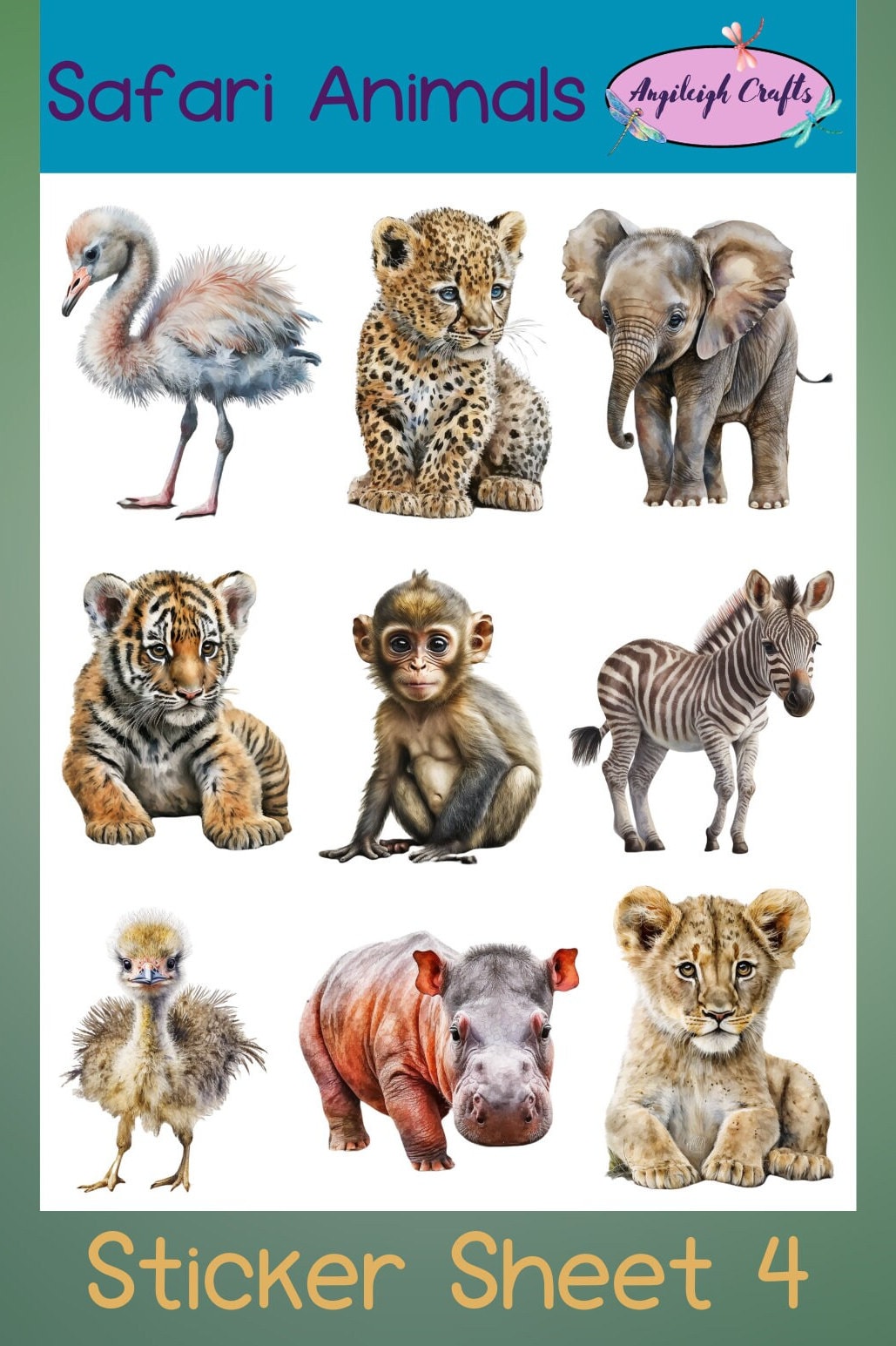 Safari Animal Stickers That Can Be Used for Scrapbooking, Crafting ...