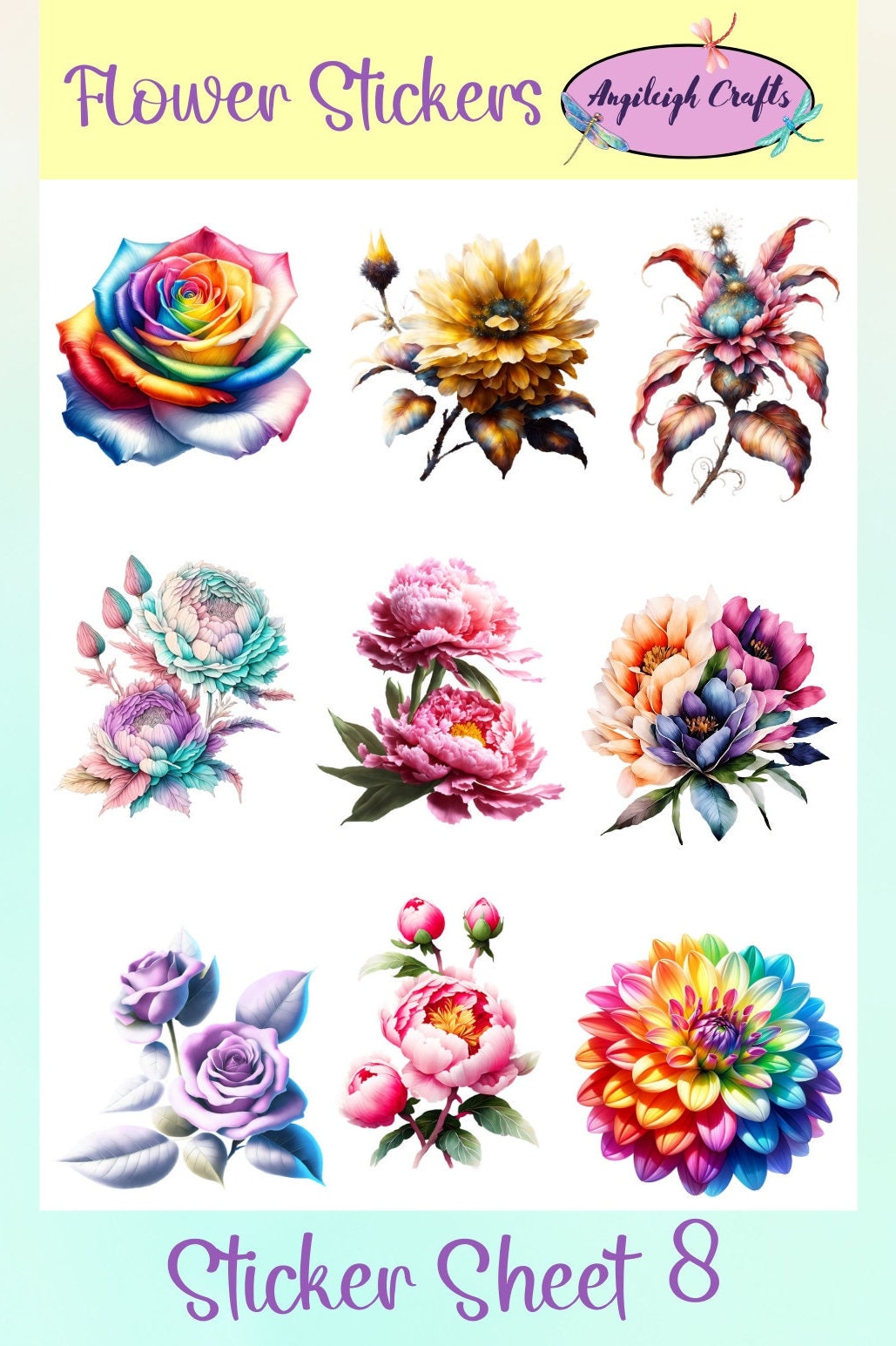 Beautiful Flower Stickers That Can Be Used for Scrapbooking, Crafting ...