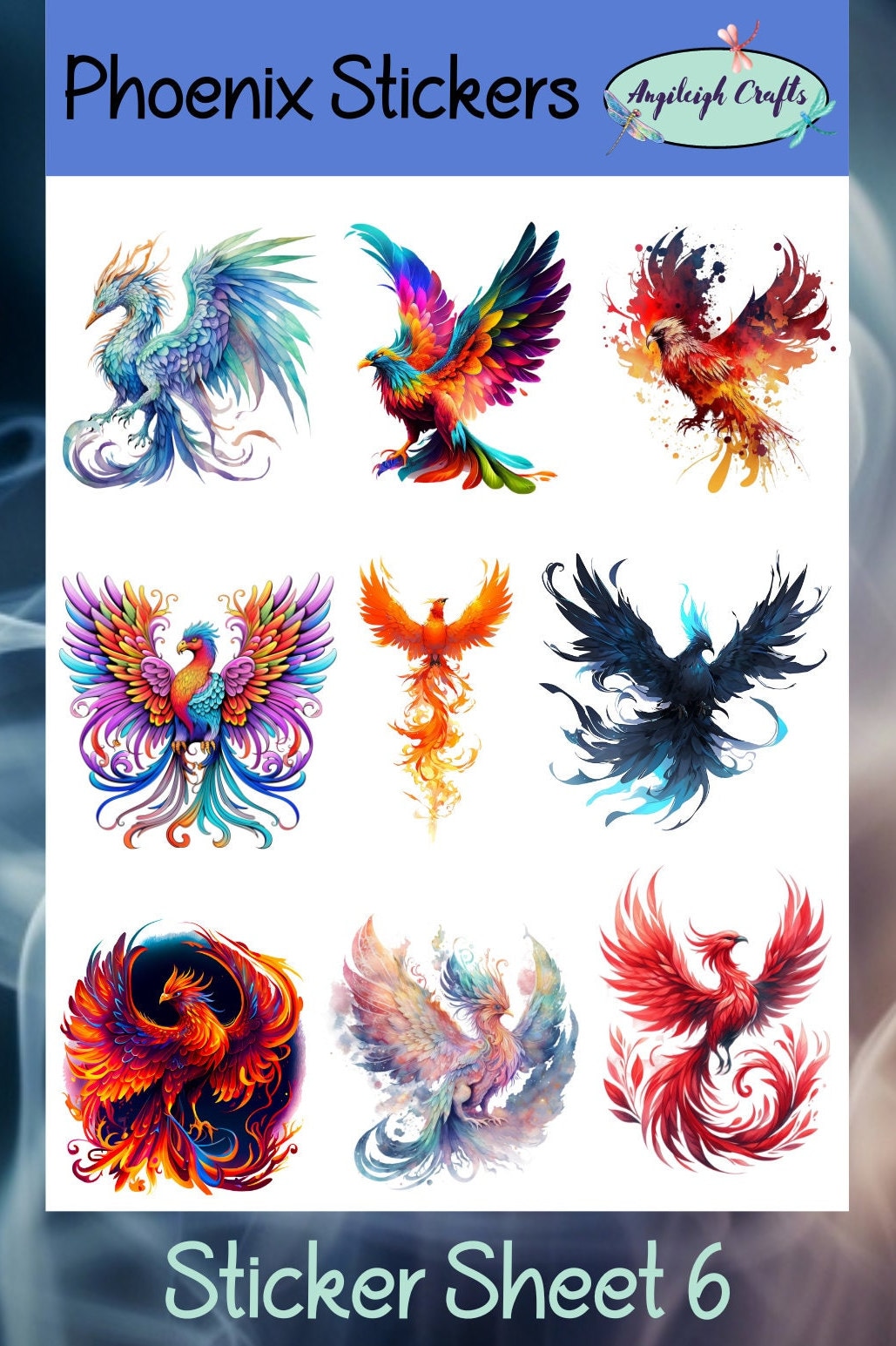 Colorful Phoenix Stickers That Can Be Used for Scrapbooking, Crafting ...