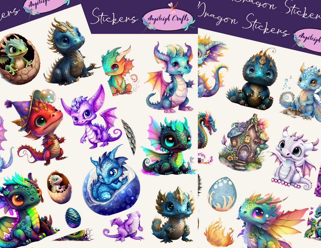Cute Dragon Stickers That Can Be Used for Scrapbooking - Etsy