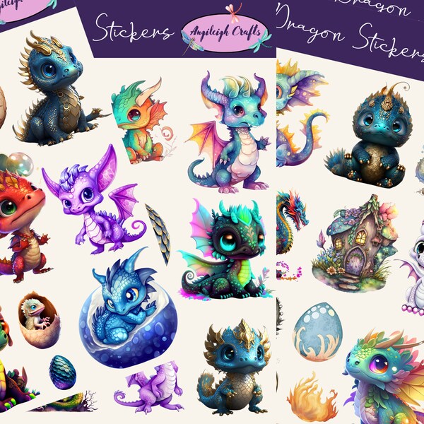 Dragon Stickers Pack for Kids - Etsy
