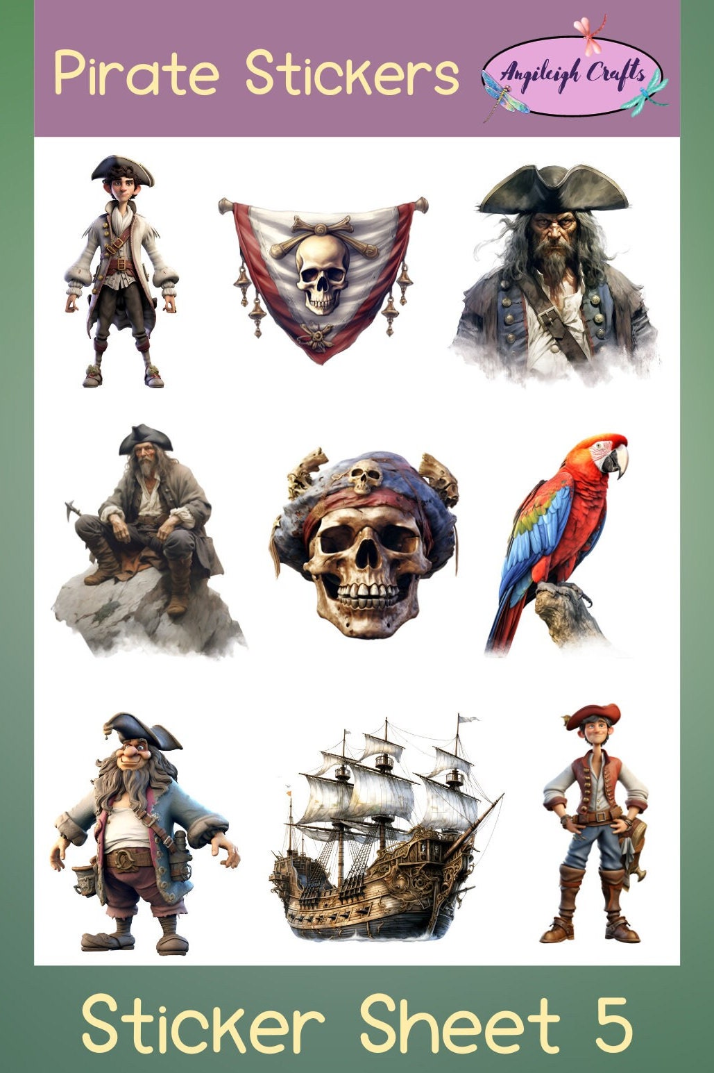 Pirate Stickers That Can Be Used for Scrapbooking, Crafting, Junk ...