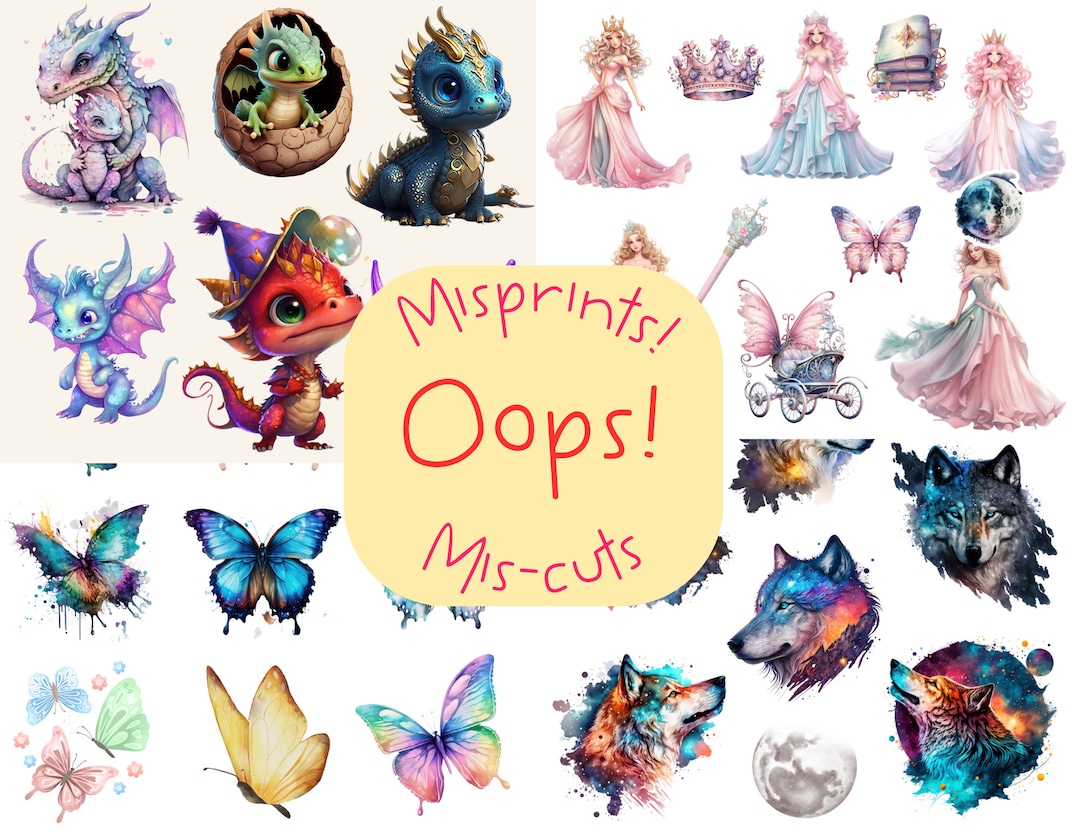 Oops Sticker Sheets With Miscuts or Misprints. Stickers Are Usable and ...