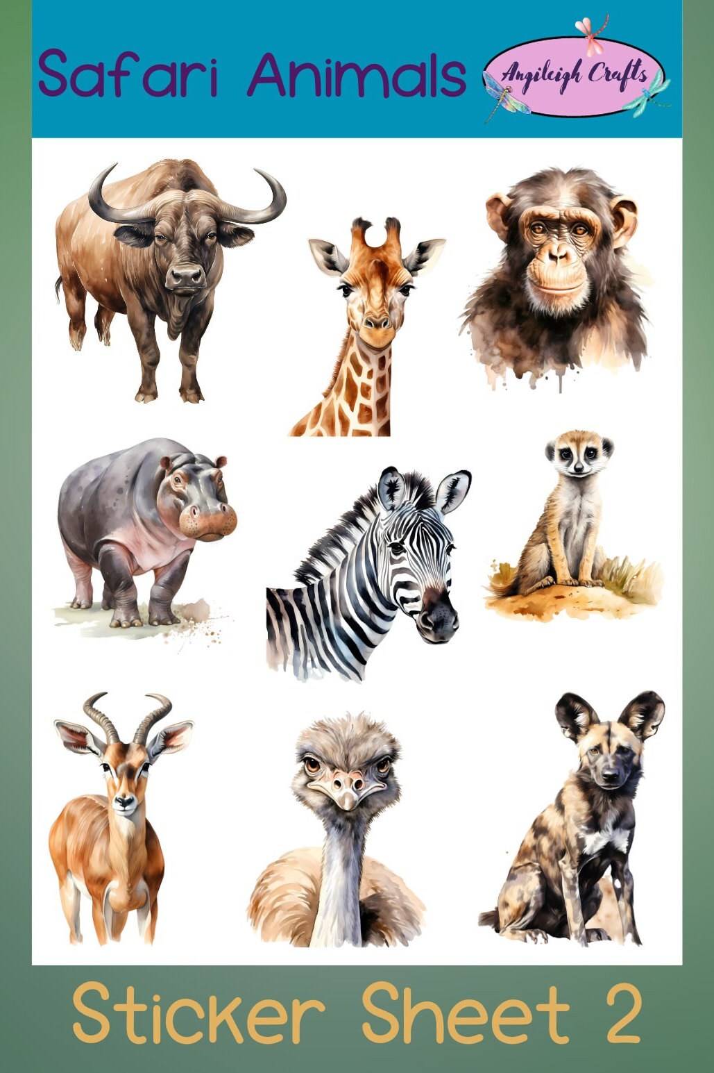 Safari Animal Stickers That Can Be Used for Scrapbooking, Crafting ...