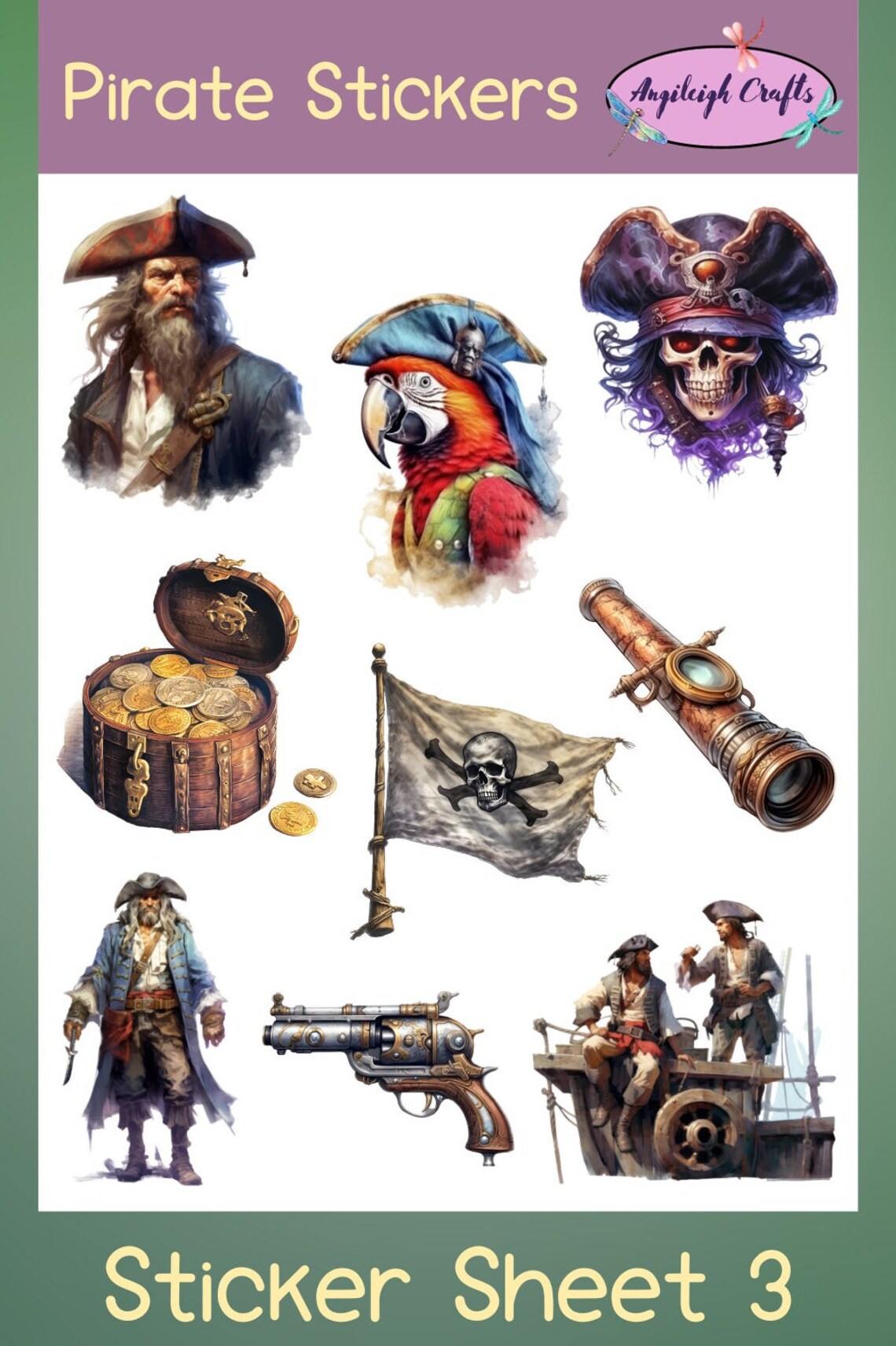 Pirate Stickers That Can Be Used for Scrapbooking, Crafting, Junk ...