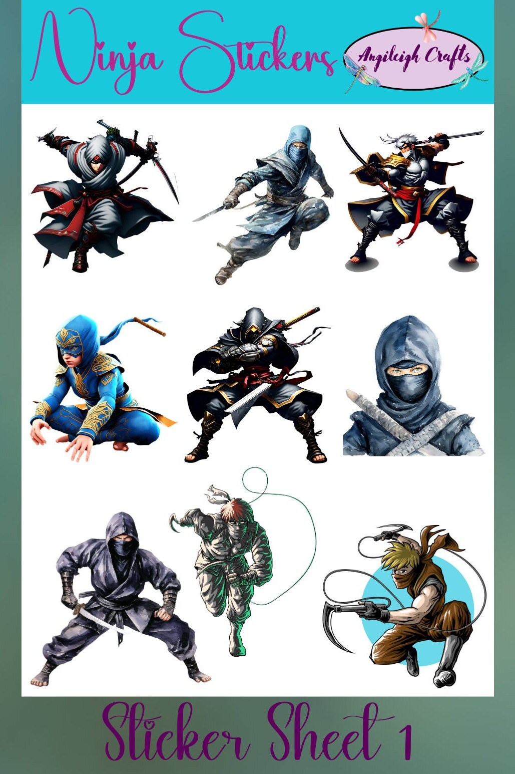 Ninja Martial Arts Stickers That Can Be Used for Scrapbooking, Crafting ...