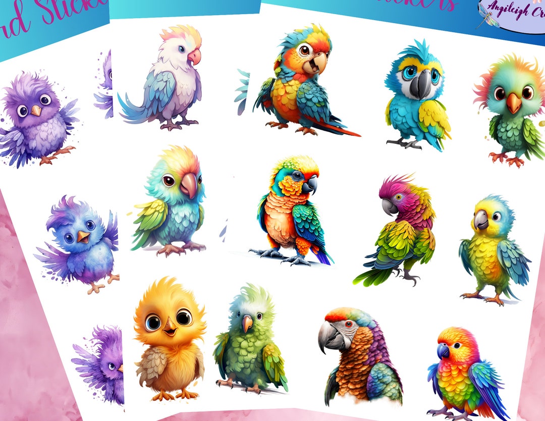 Colorful & Unique Bird Stickers That Can Be Used for Scrapbooking ...