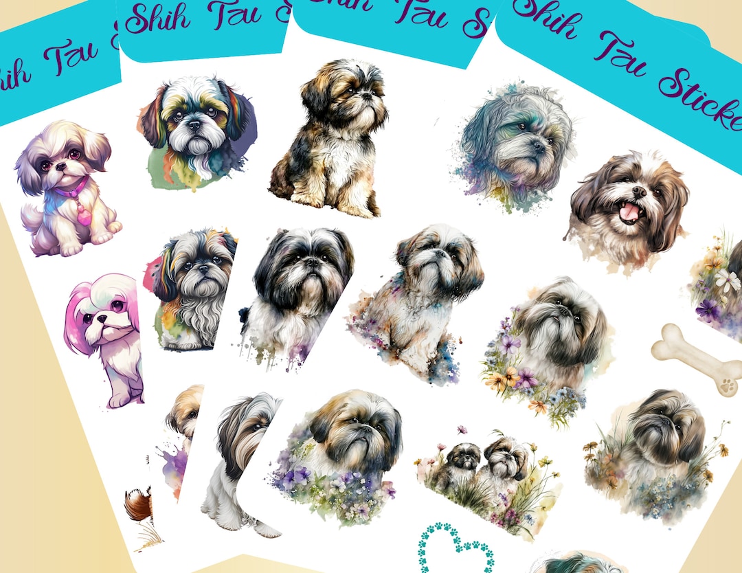 Adorable Shih Tzu Stickers That Can Be Used for Scrapbooking, Crafting ...