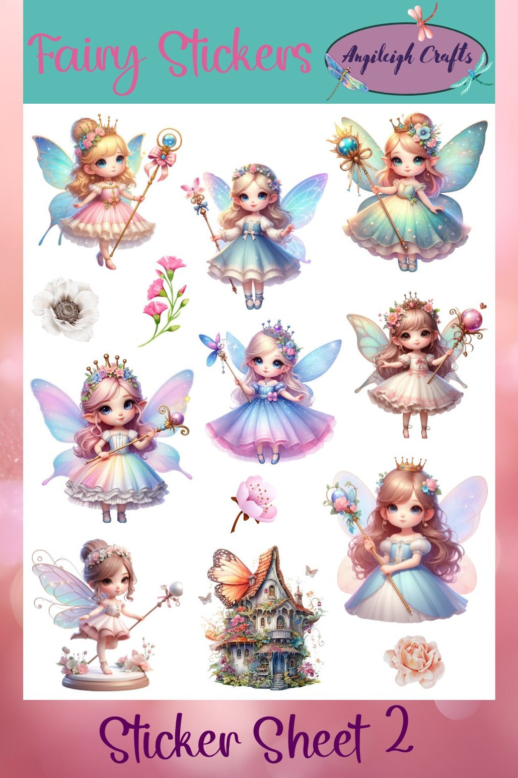 Colorful and Unique Fairy Stickers That Can Be Used for Scrapbooking ...