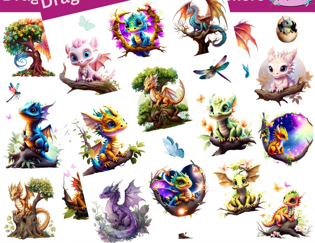 Fun and Colorful Dragon Stickers That Can Be Used for Scrapbooking ...