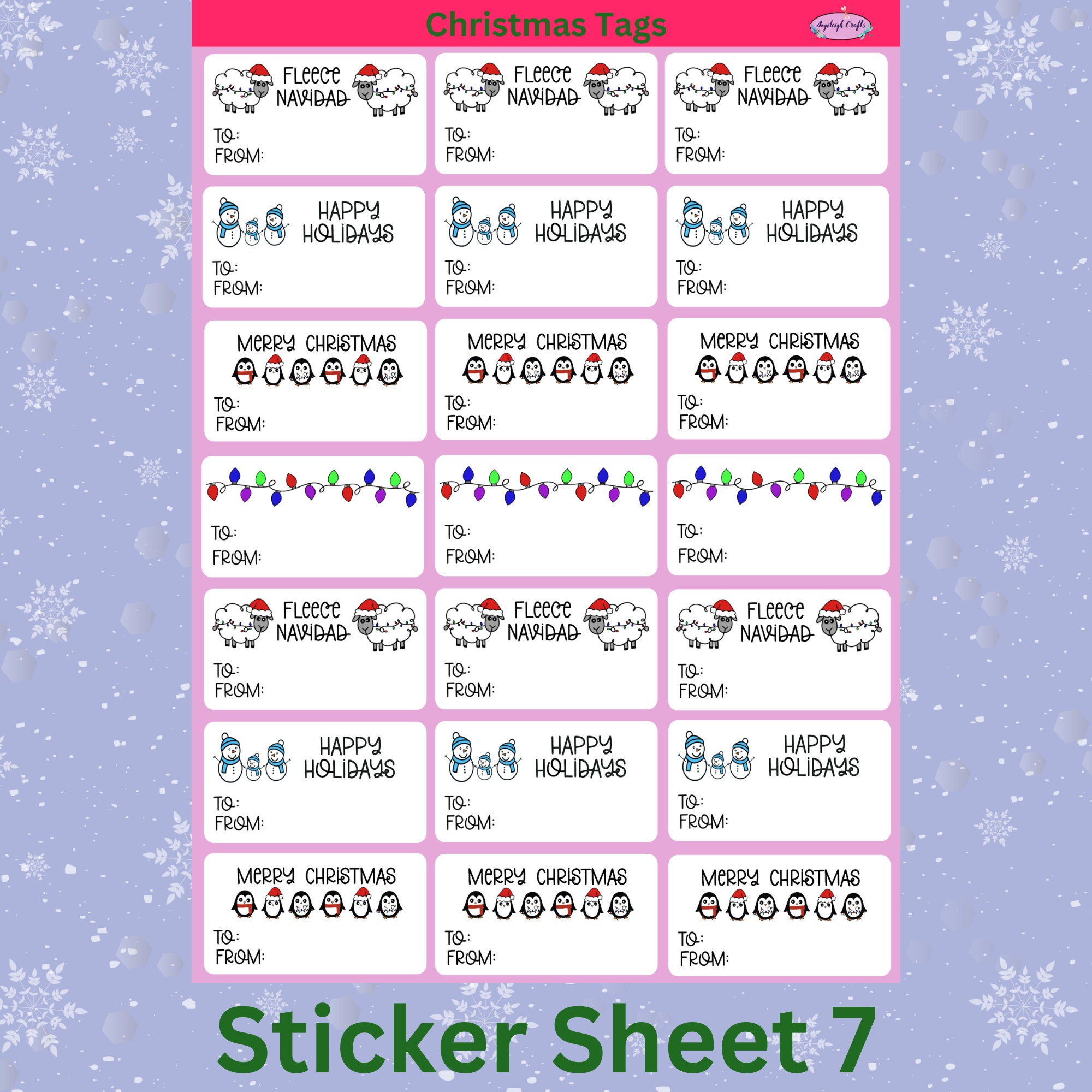 Christmas Gift Tag Stickers, to and From Stickers, Holiday Gift Tag ...