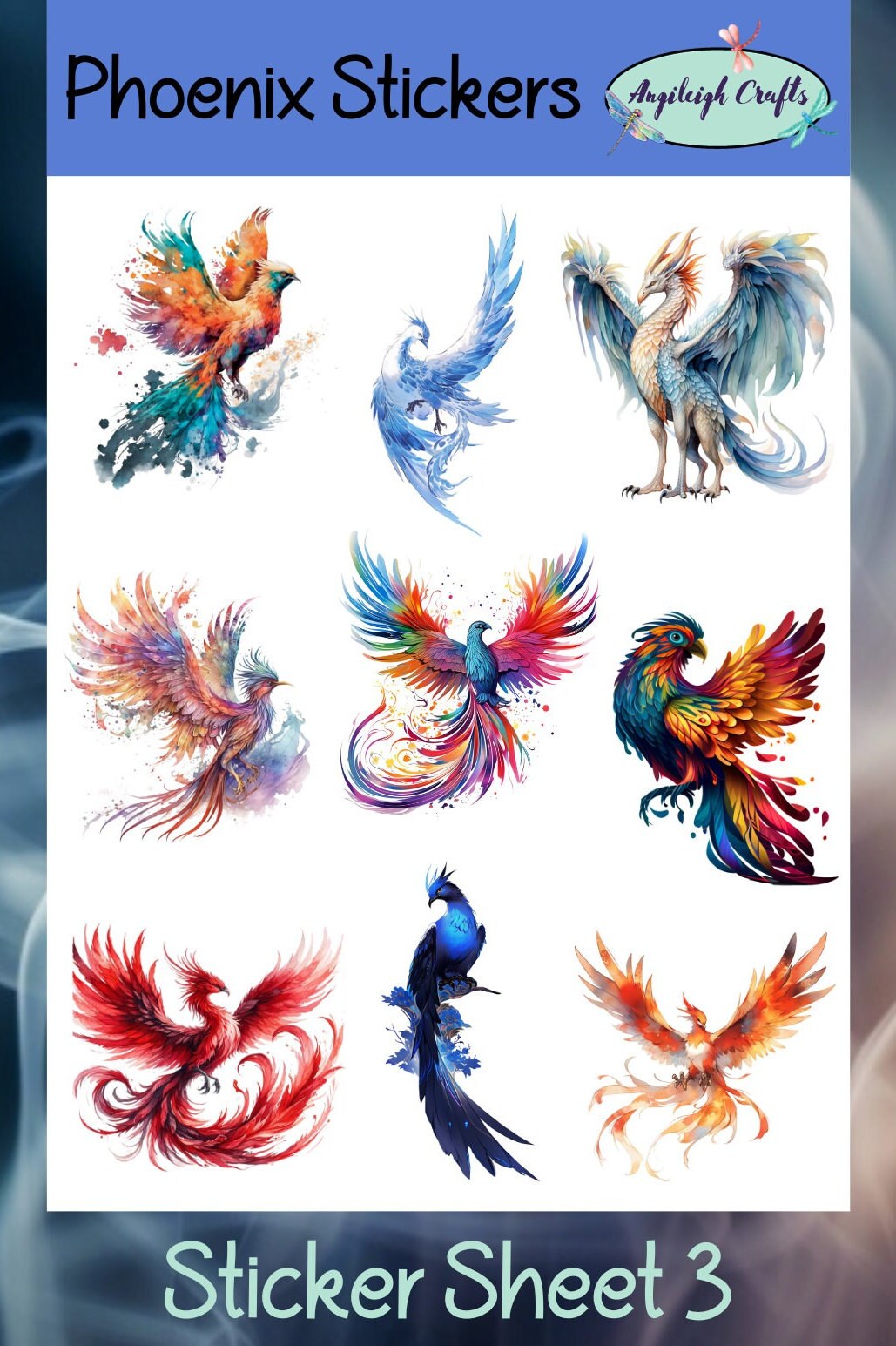 Colorful Phoenix Stickers That Can Be Used for Scrapbooking, Crafting ...