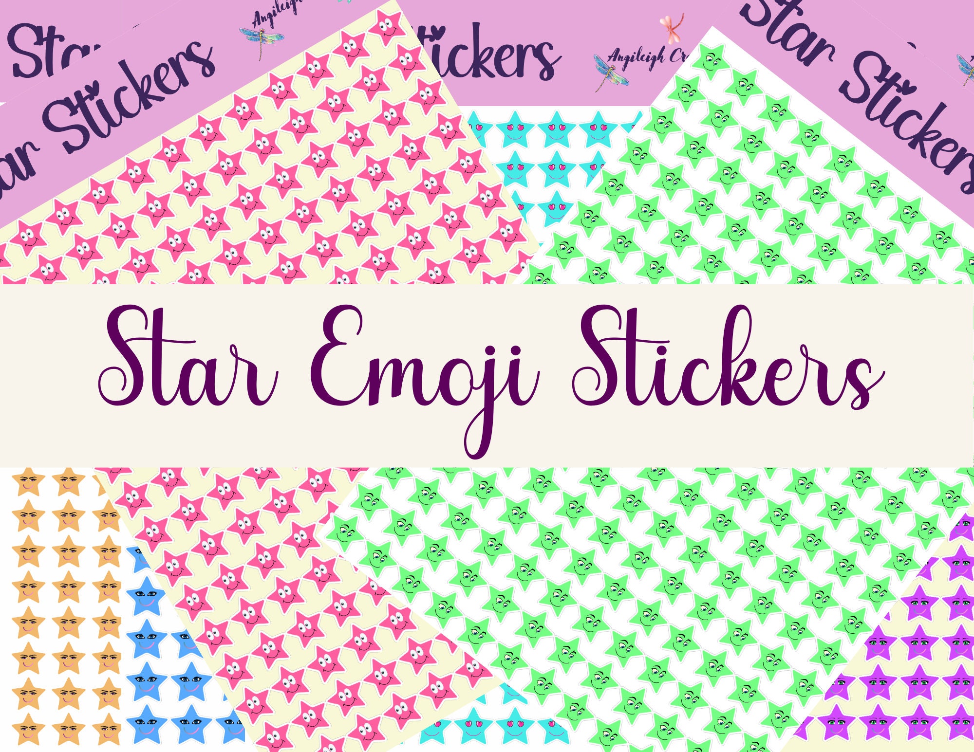 East to Print Digital Star Emoji Sticker Sheets for Teacher Reward ...