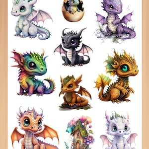 Cute Dragon Stickers That Can Be Used for Scrapbooking, Crafting, Junk ...