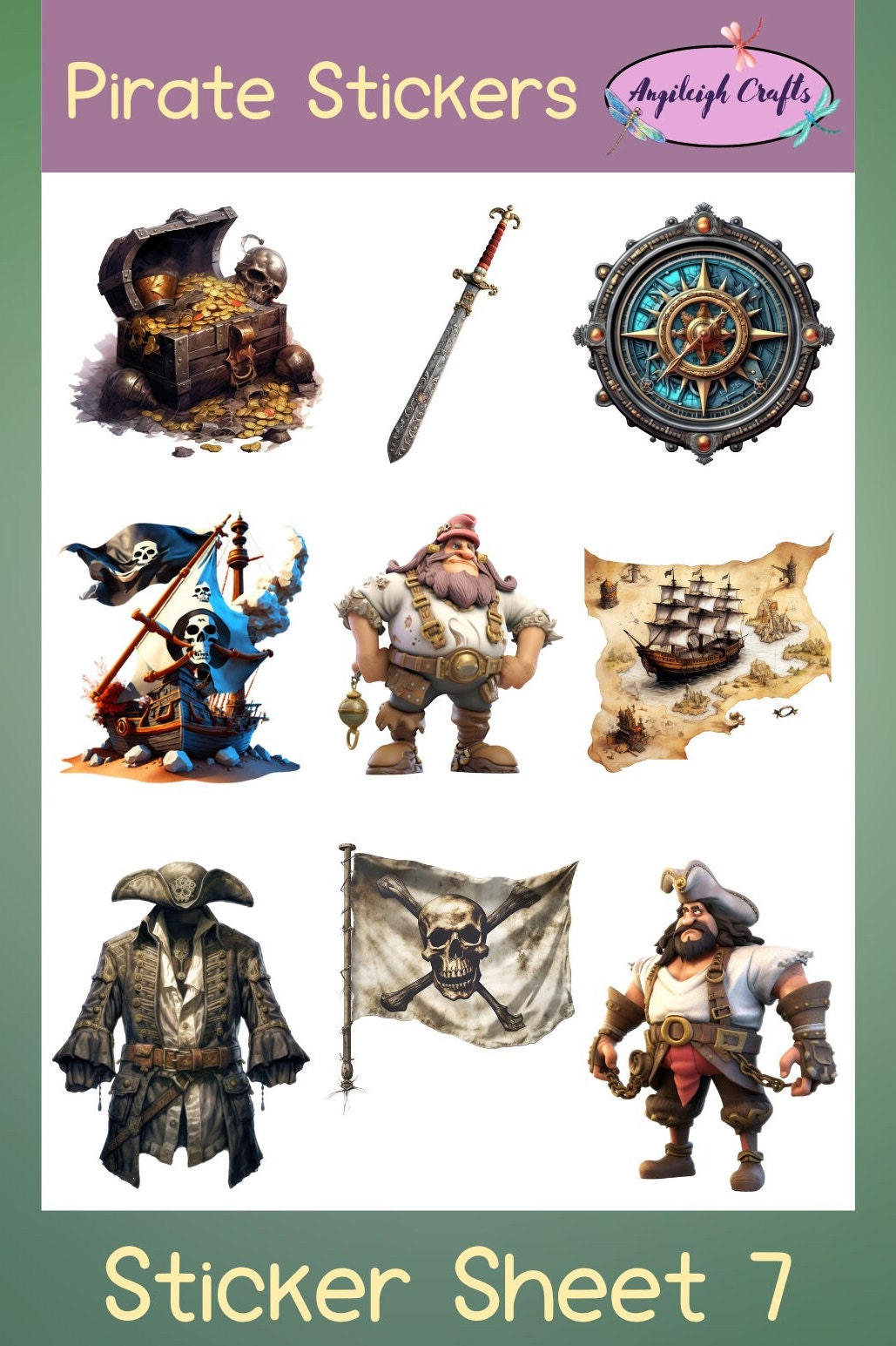 Pirate Stickers That Can Be Used for Scrapbooking, Crafting, Junk ...