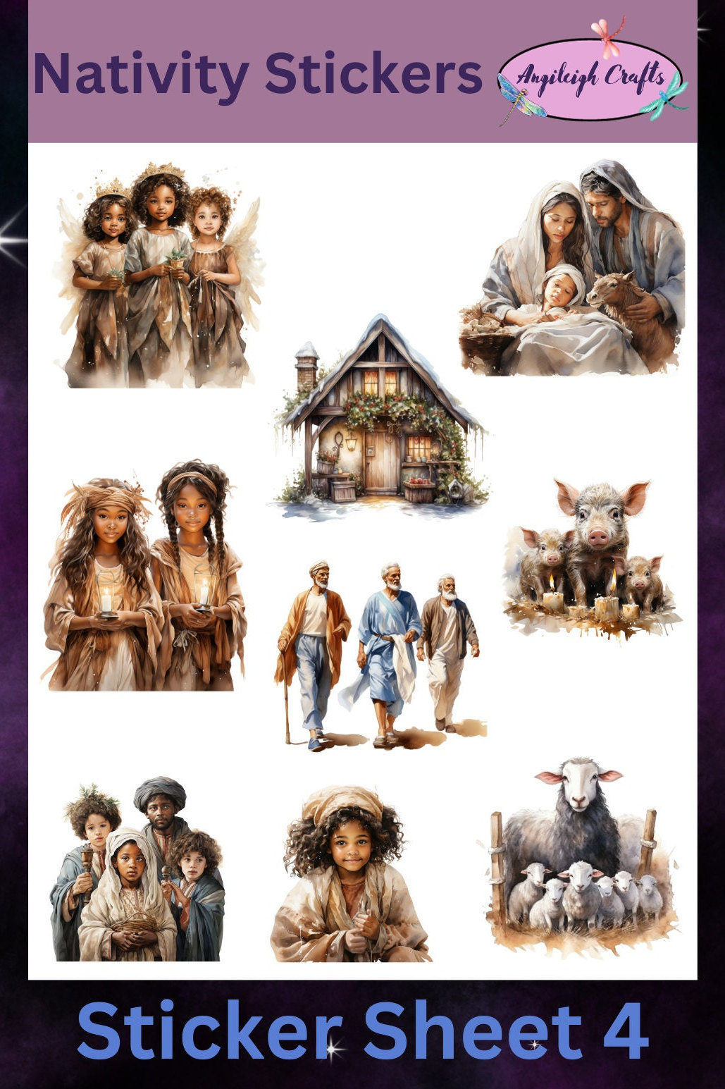 Christmas Nativity Stickers That Can Be Used for Scrapbooking, Crafting ...