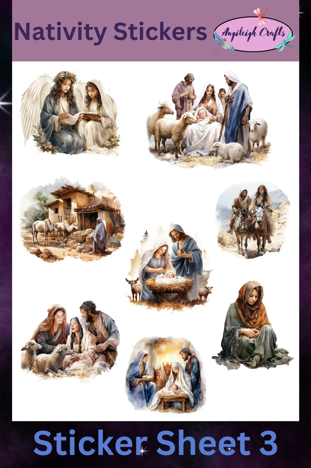 Christmas Nativity Stickers That Can Be Used for Scrapbooking, Crafting ...