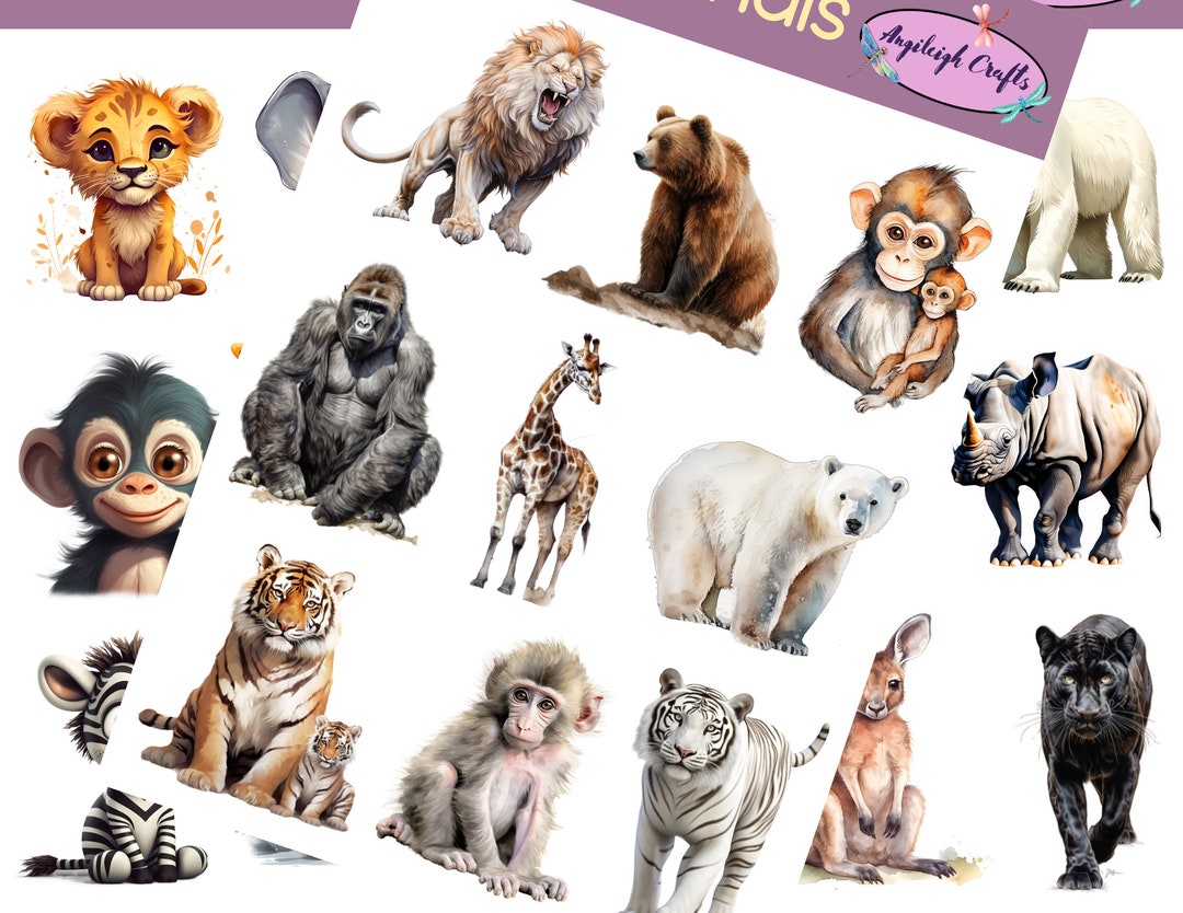 Zoo Animal Stickers That Can Be Used for Scrapbooking, Crafting, Junk ...