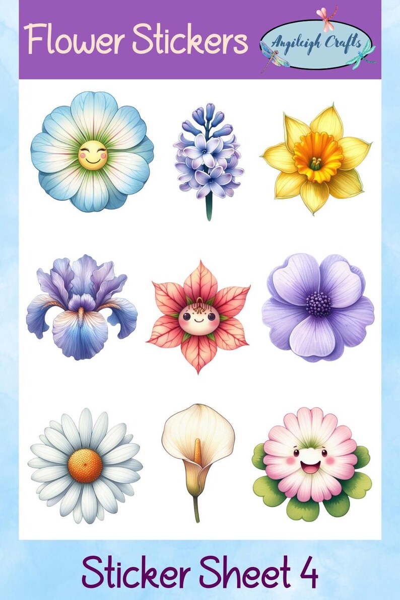 Beautiful Flower Stickers That Can Be Used for Scrapbooking, Crafting ...
