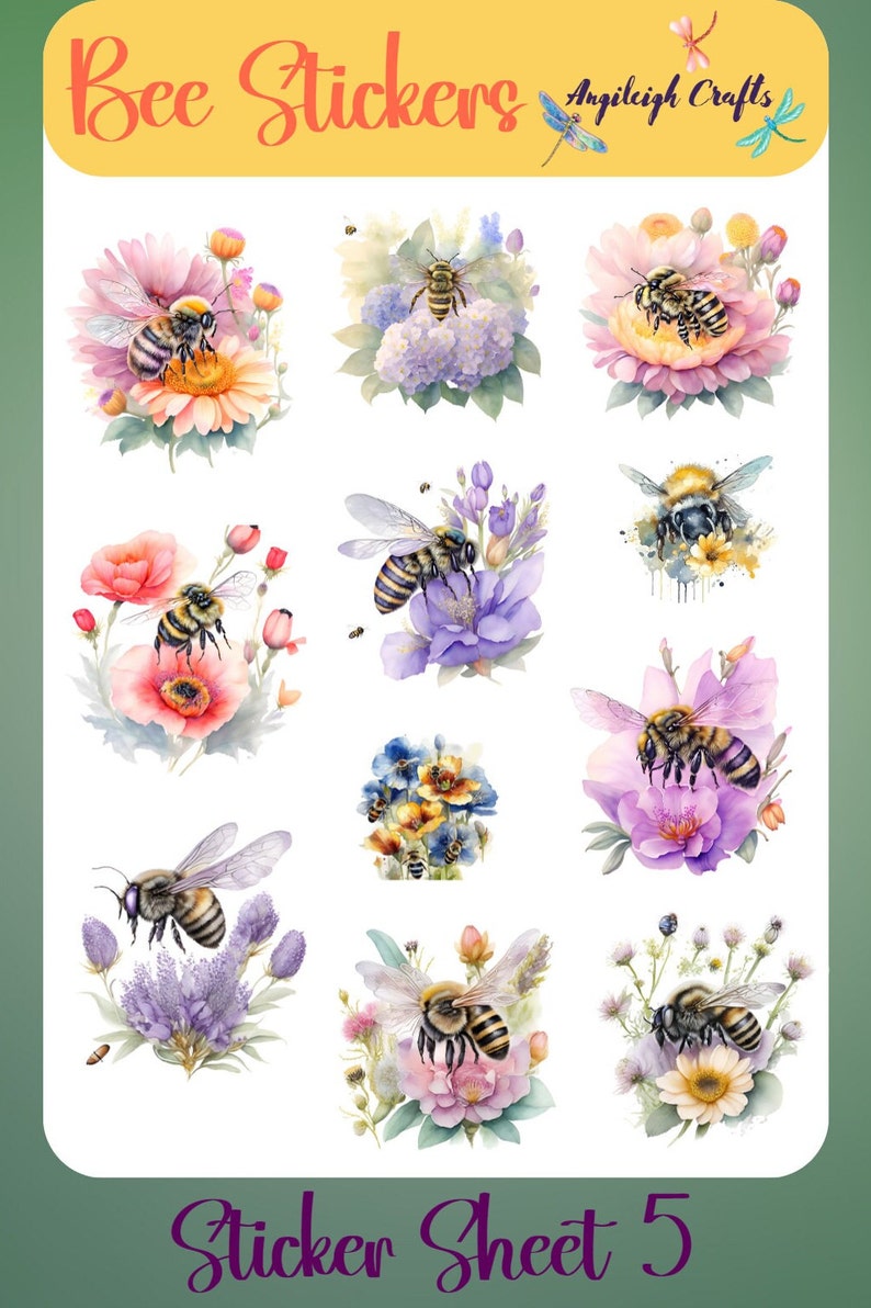 Adorable Bee Stickers That Can Be Used for Scrapbooking, Crafting, Junk ...