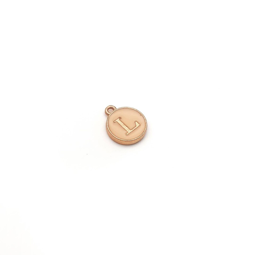 Apricot Pink Enamel Letter L Charm: Initial Pendant (2 Pieces) - Etsy