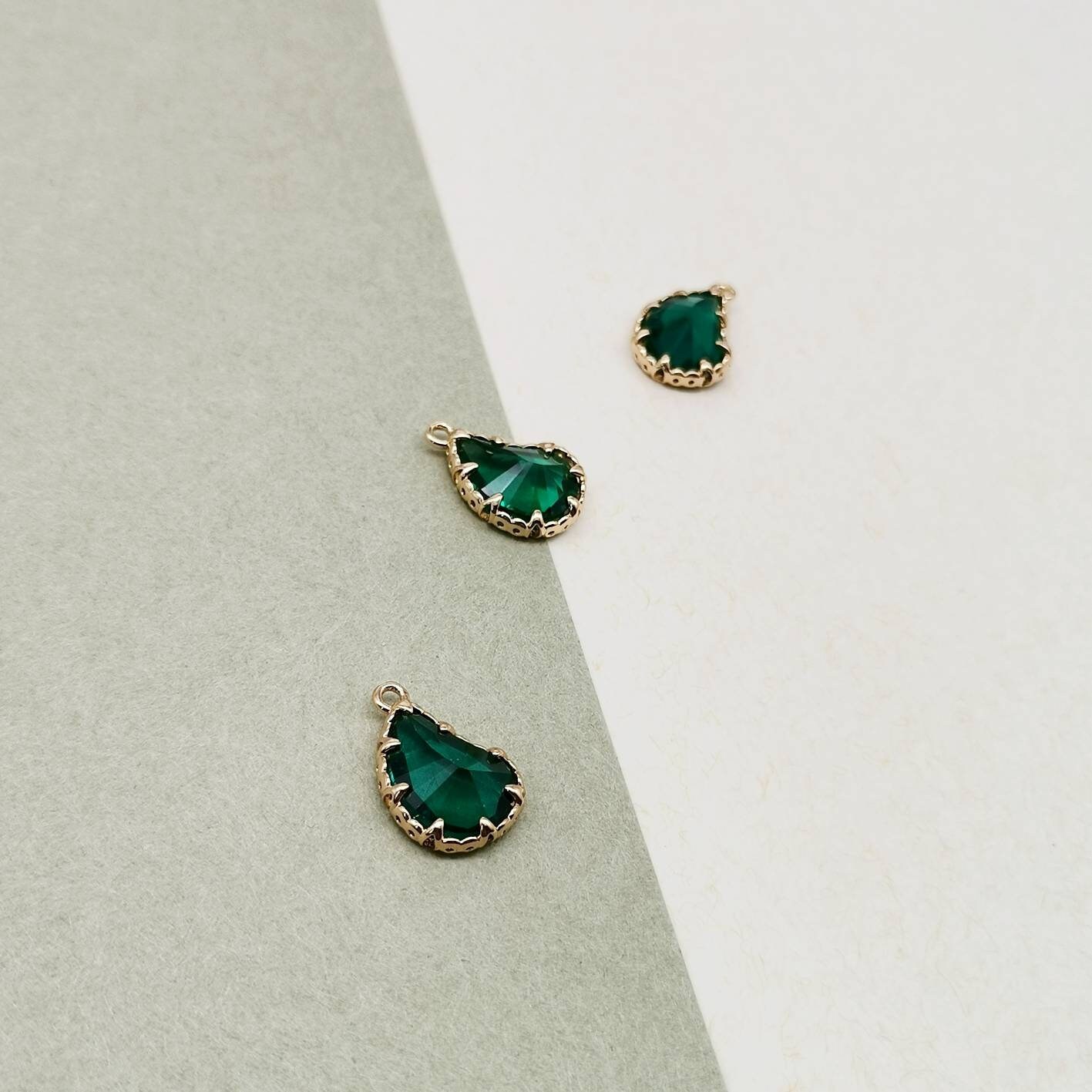 Emerald Green Crystal 2 in 1 Charms Teardrop Shape AAA - Etsy