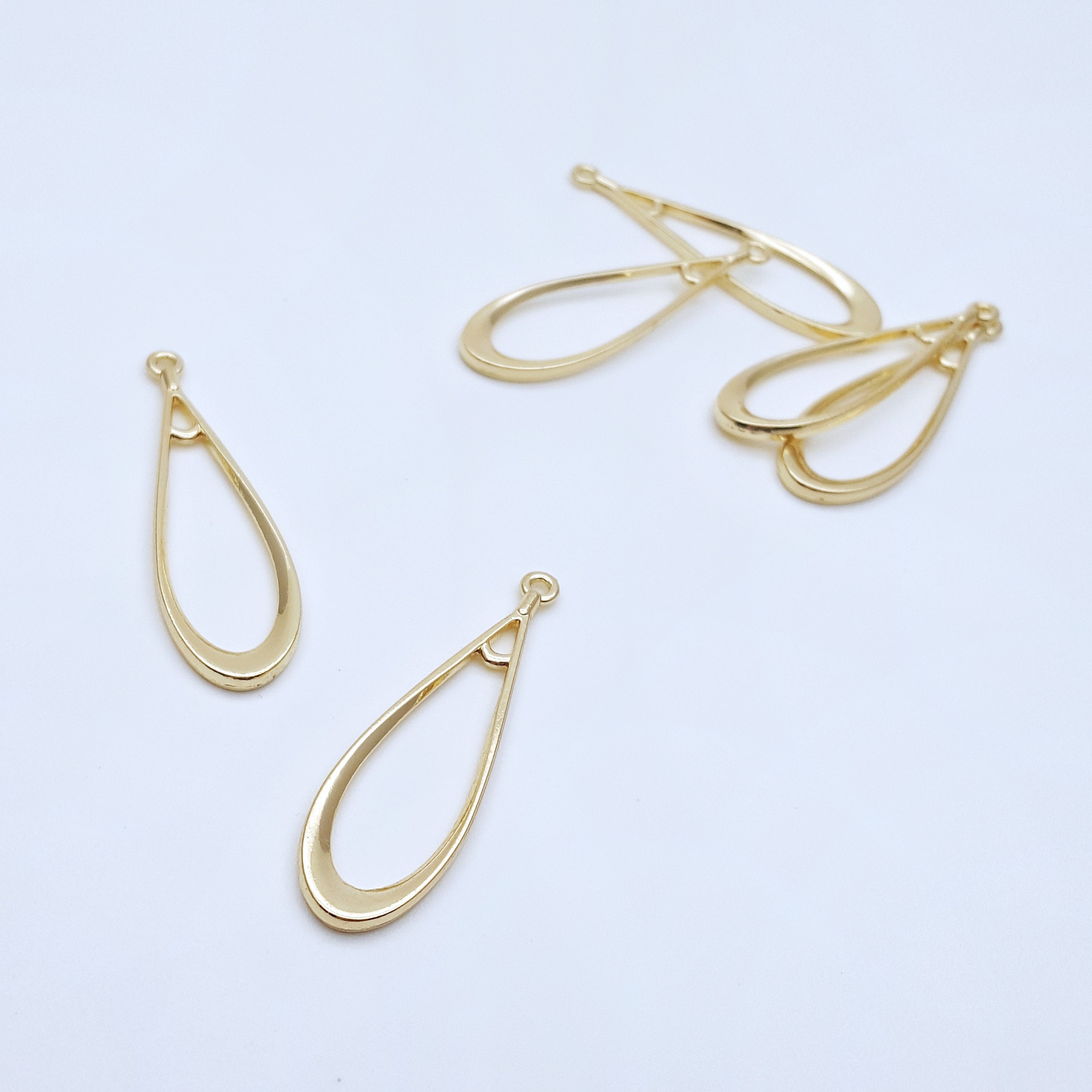 Long Tear Drop Pendant Polished Gold Plated Pendant Drooping - Etsy UK