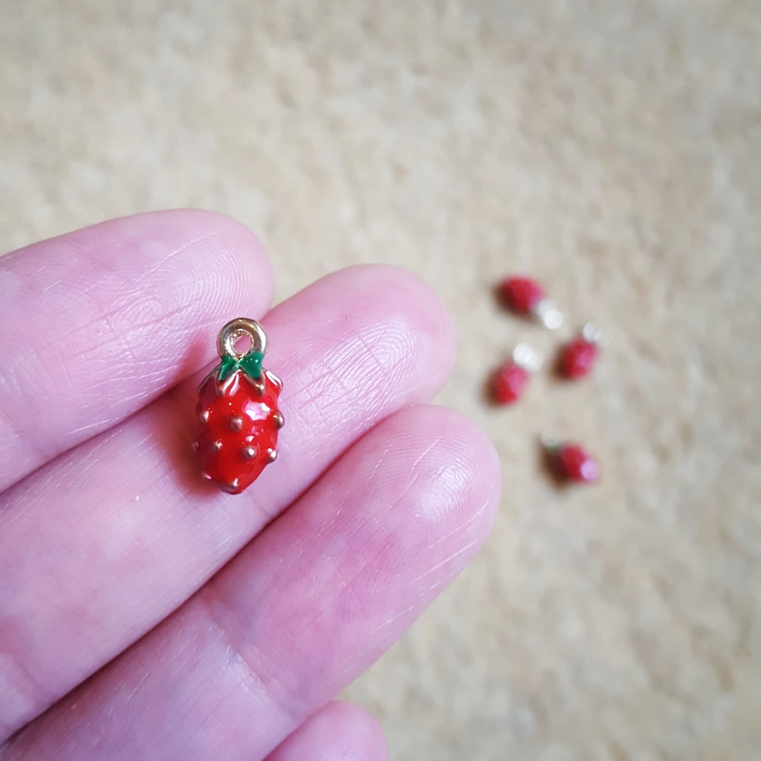 Strawberry Charms, Mini Fruit Pendants 3D Enamel , 4 Pieces - Etsy