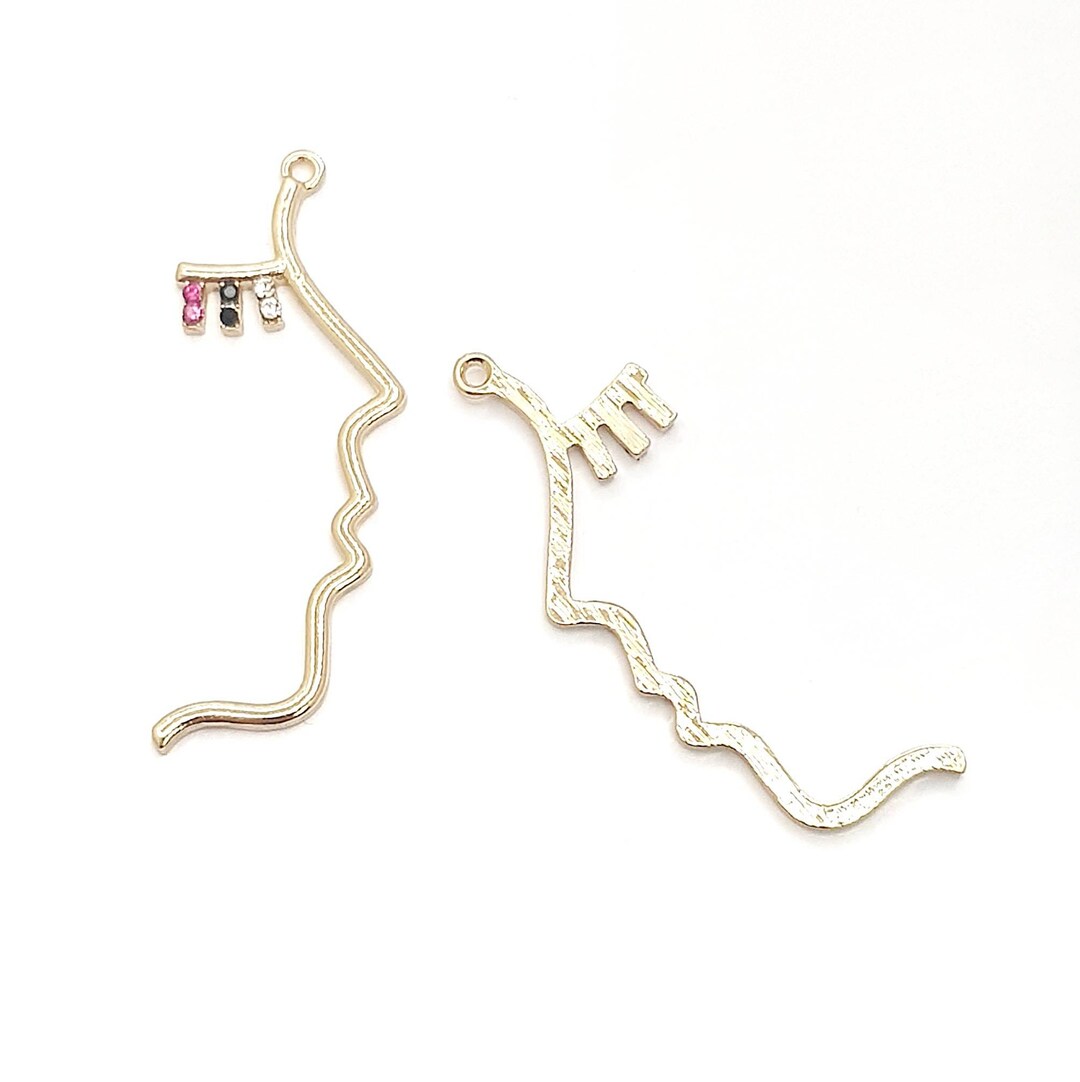 Face Profile Earring Charms, Girl Face Pendant, Light Gold Jewellery ...