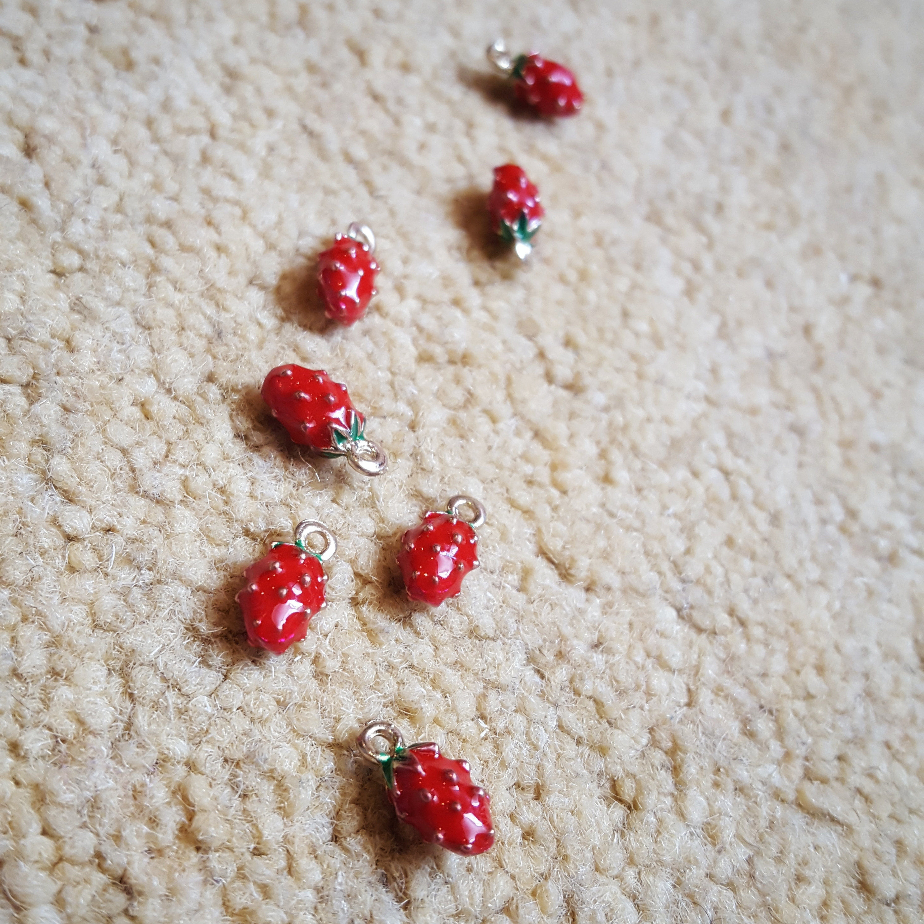 Strawberry Charms Mini Fruit Pendants 3D Enamel 4 Pieces | Etsy